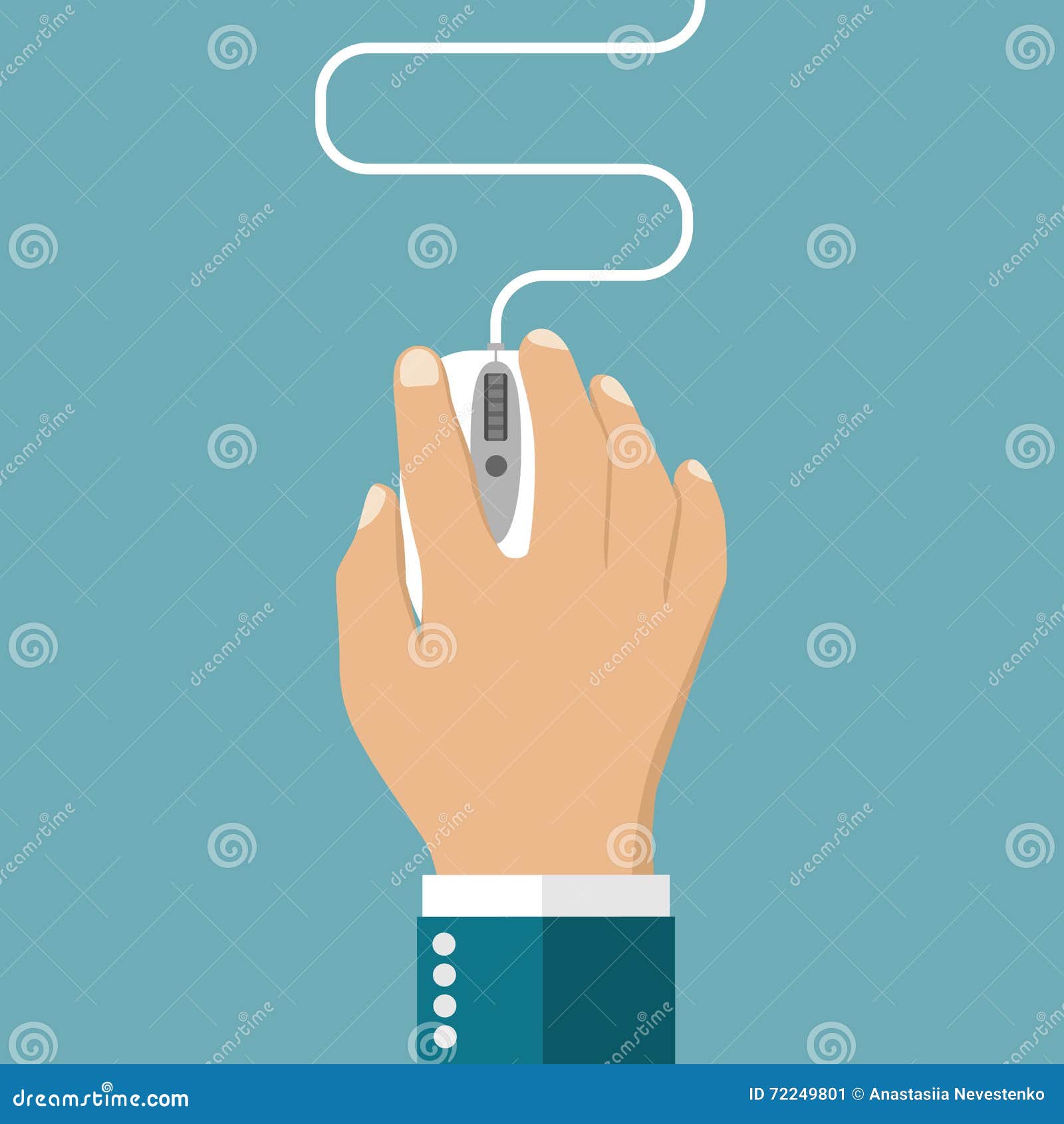 Hand on computer mouse. stock vector. Illustration of cable - 72249801