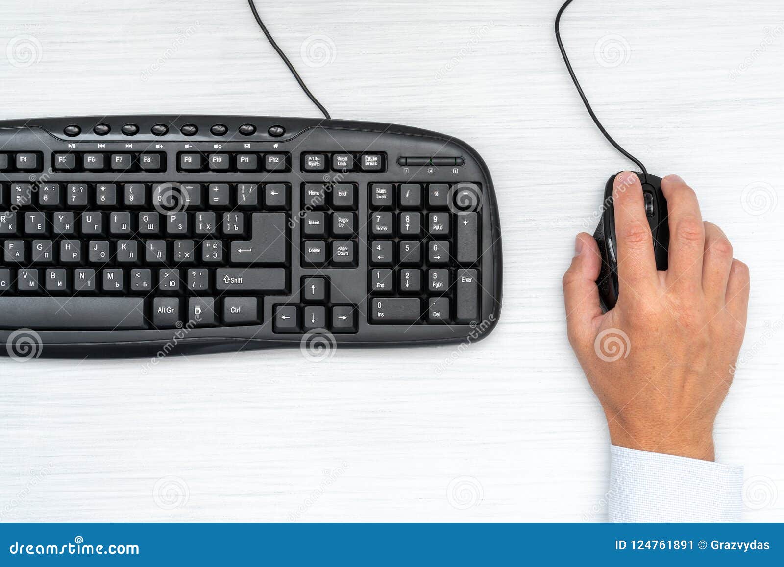 Hand with Computer Mouse and Keyboard Stock Image - Image of text ...