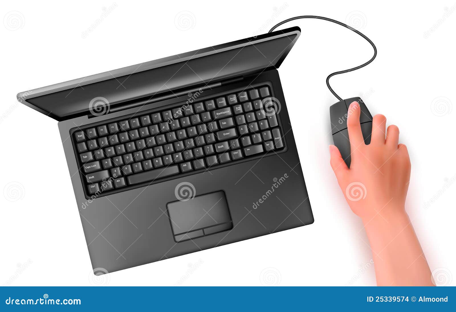 Hand with Computer Mouse and Notebook Stock Vector - Illustration of ...