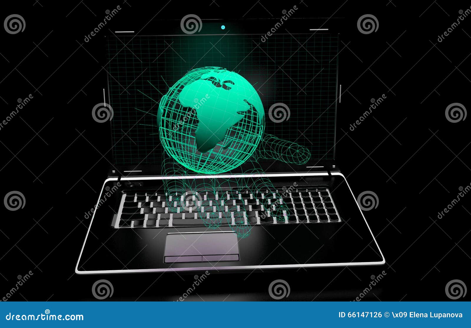 Hand, Computer Screen on a Black Background, Elements Presented NASA ...