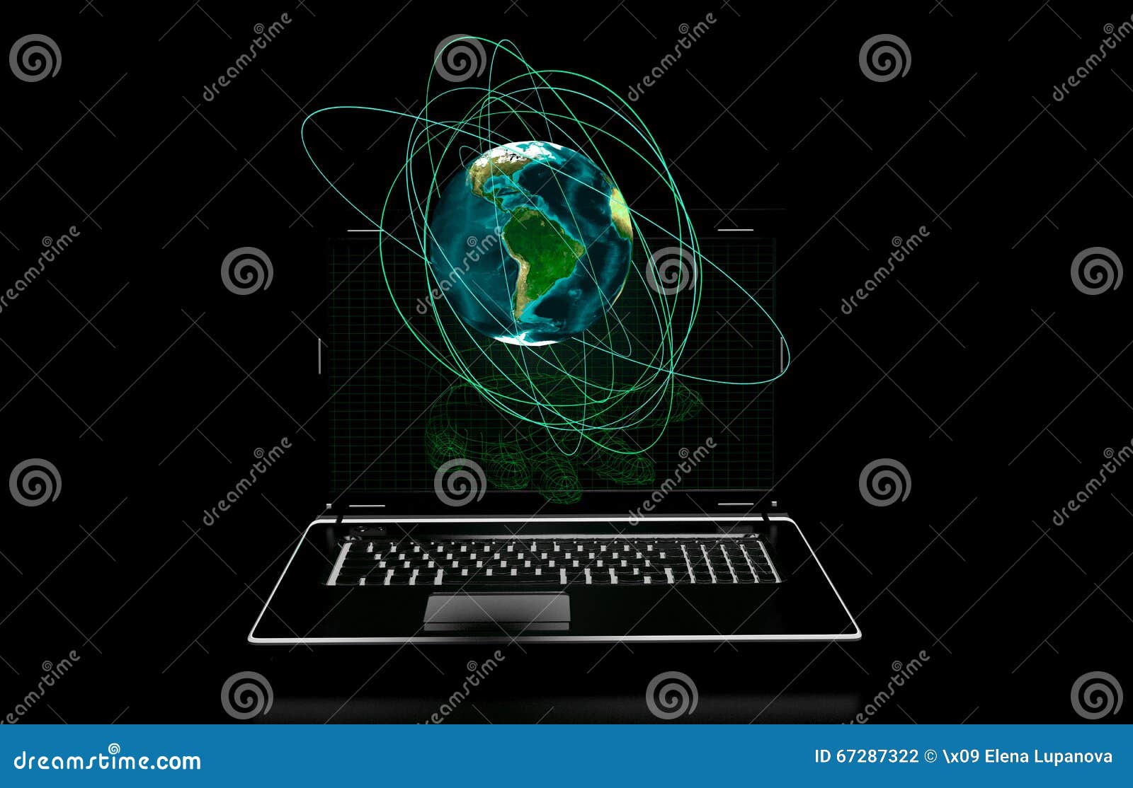 Hand, Computer Screen on a Black Background, Elements Presented NASA ...