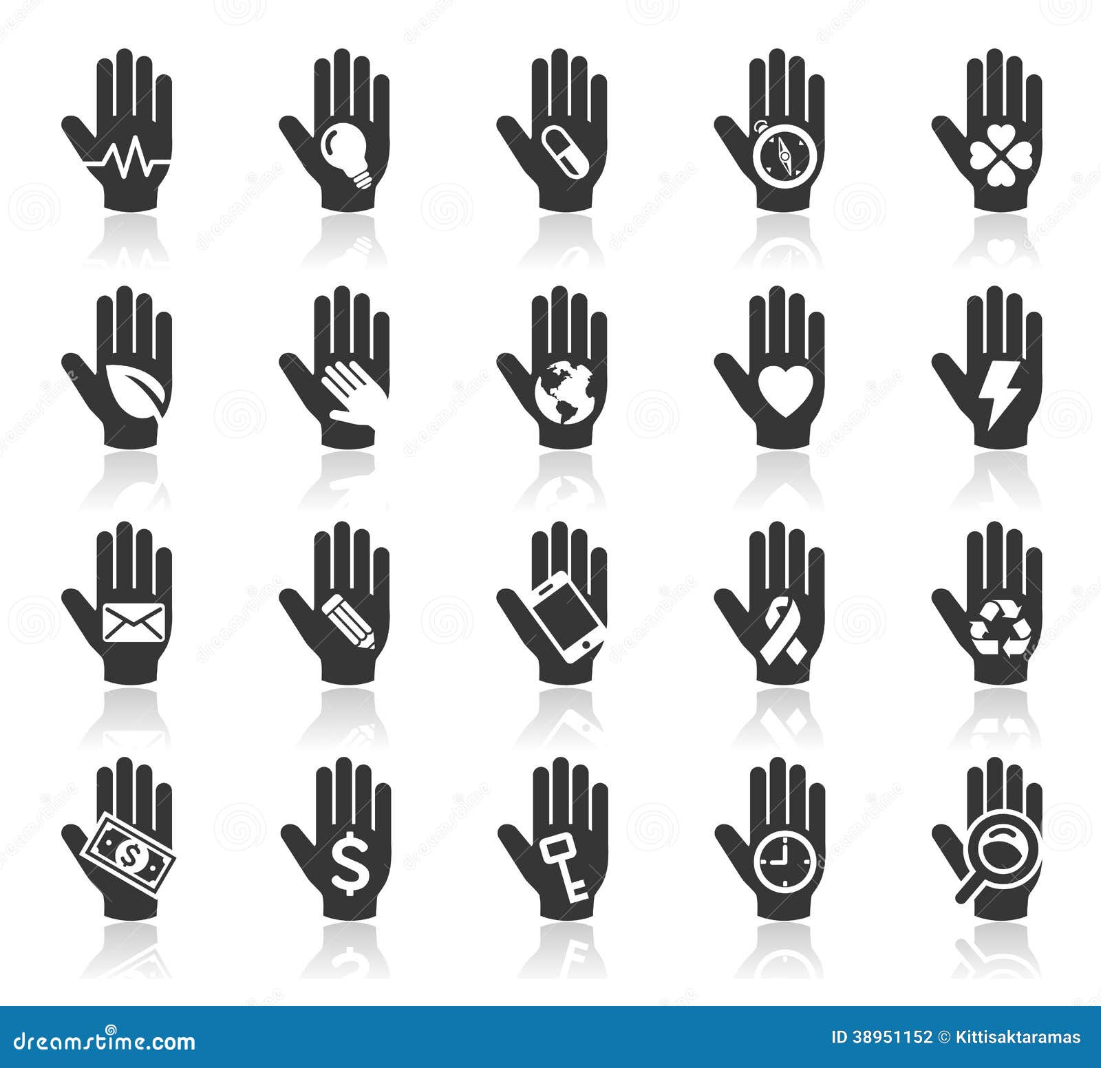Hand Concept Icons. Illustration. Stock Vector - Illustration of ...