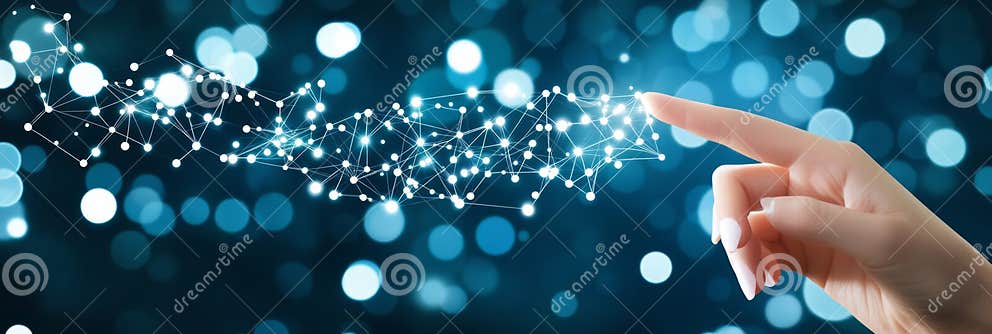 Hand Connecting with Digital Network Technology, Innovation, and Global ...