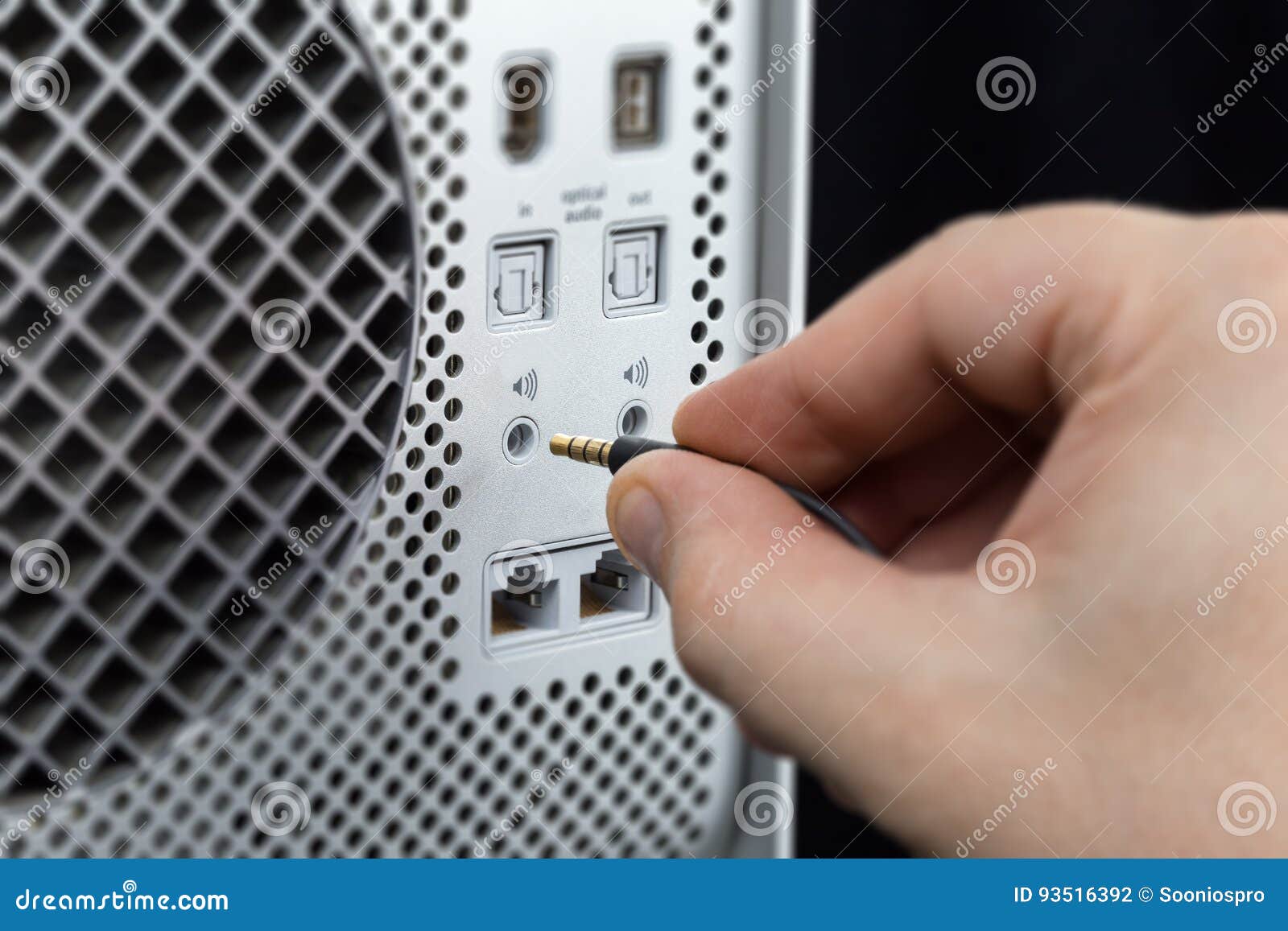 Hand Connecting Minijack To the Computer Stock Photo - Image of cord ...