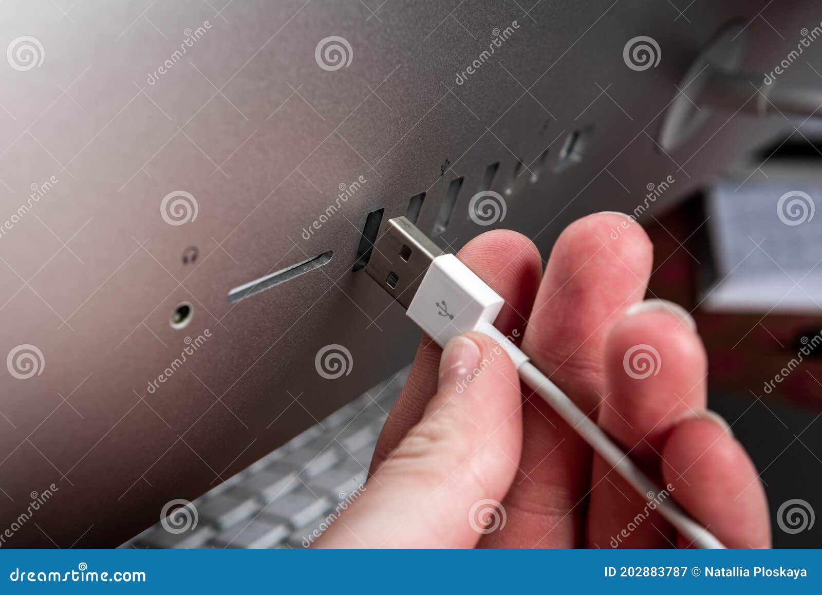 Hand Connecting USB Flash Drive To Laptop Computer Stock Image - Image ...