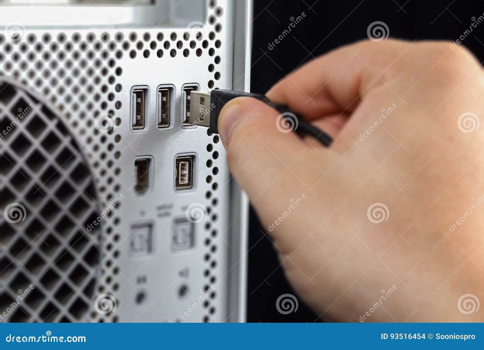 Hand Connecting USB To the Computer Stock Photo - Image of closeup ...