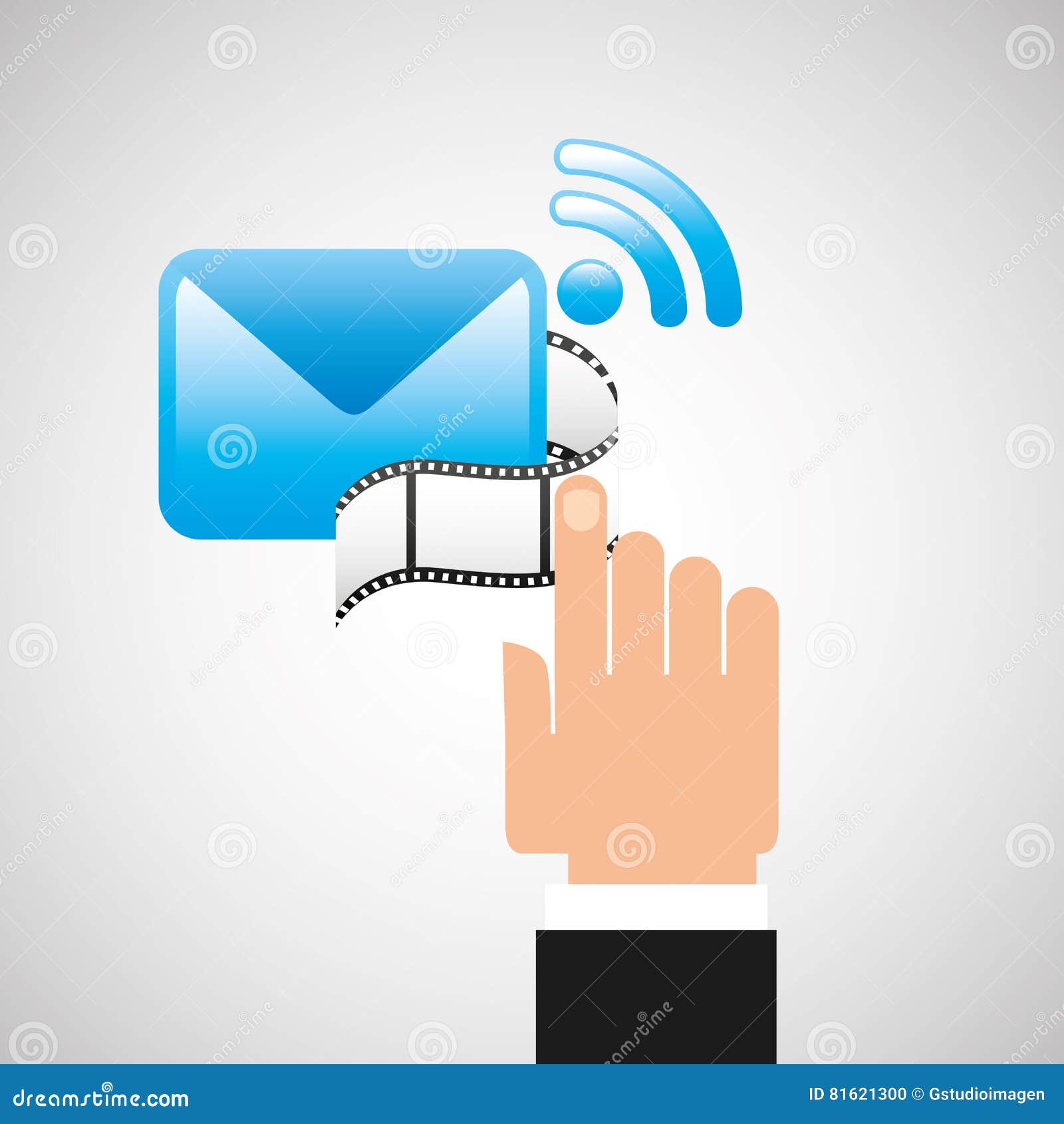 Hand Connection Email Film Graphic Stock Vector - Illustration of ...