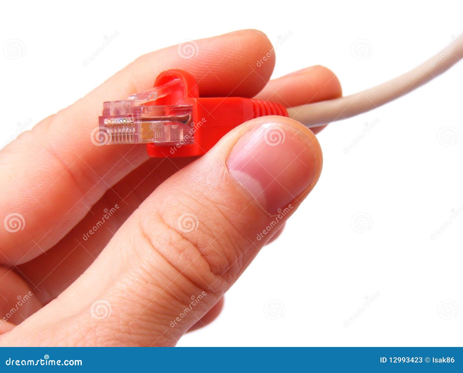 Hand with connector stock image. Image of connect, cable - 12993423