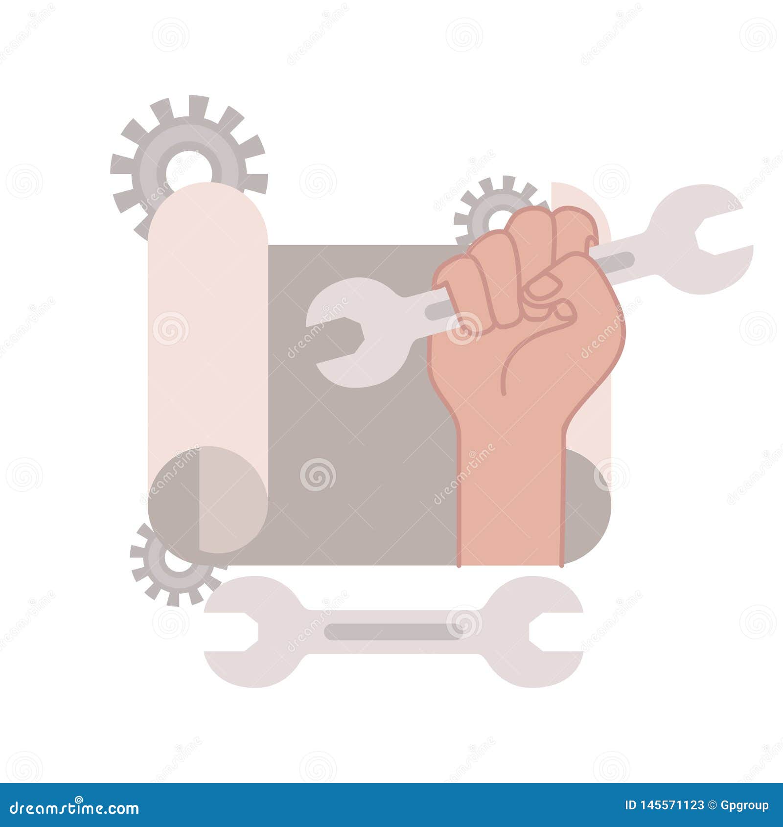 Hand with Construction Plan Isolated Icon Stock Vector - Illustration ...
