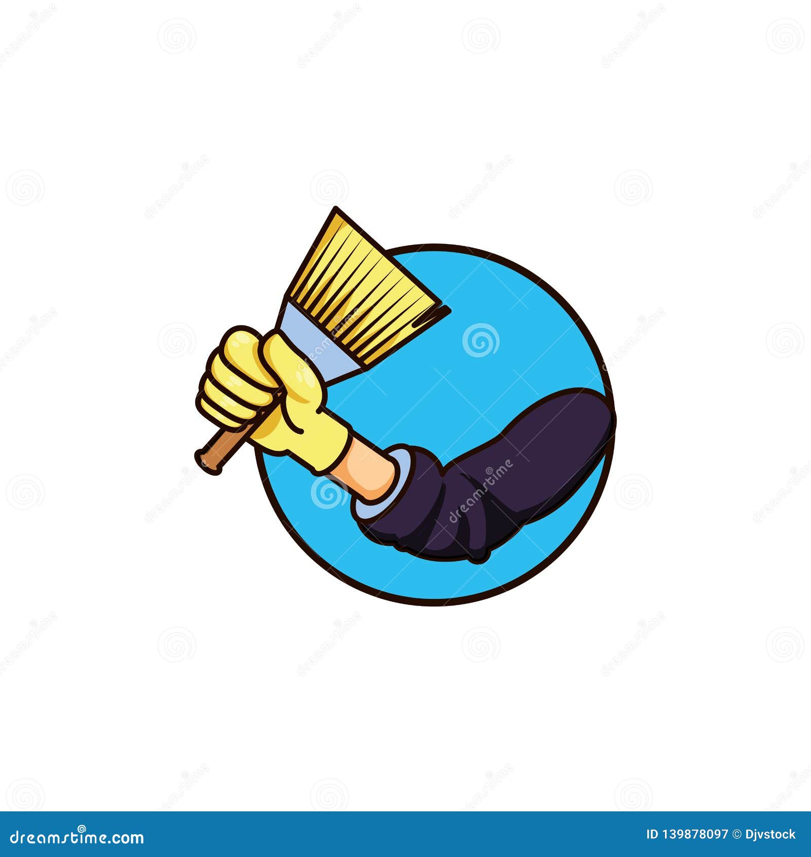 Hand Construction Worker with Paint Brush Stock Vector - Illustration ...