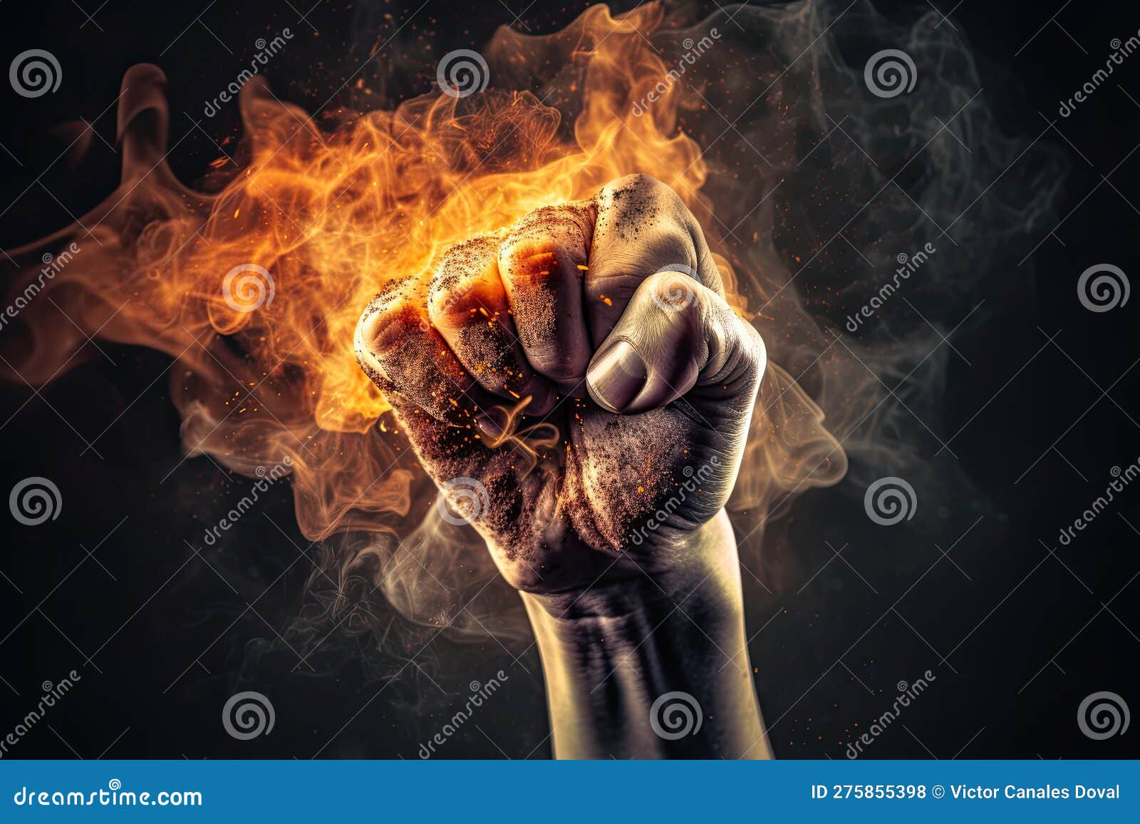 Hand Consumed in Flames on Black Background. Style of Daydreampunk ...