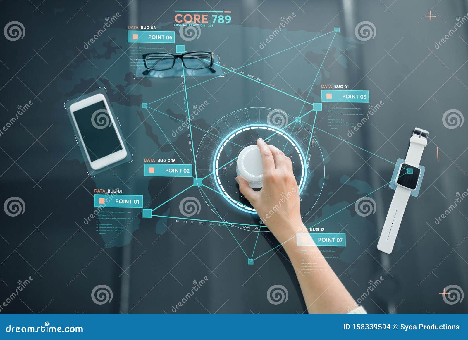 Hand with Control Knob on Interactive Panel Stock Photo - Image of ...
