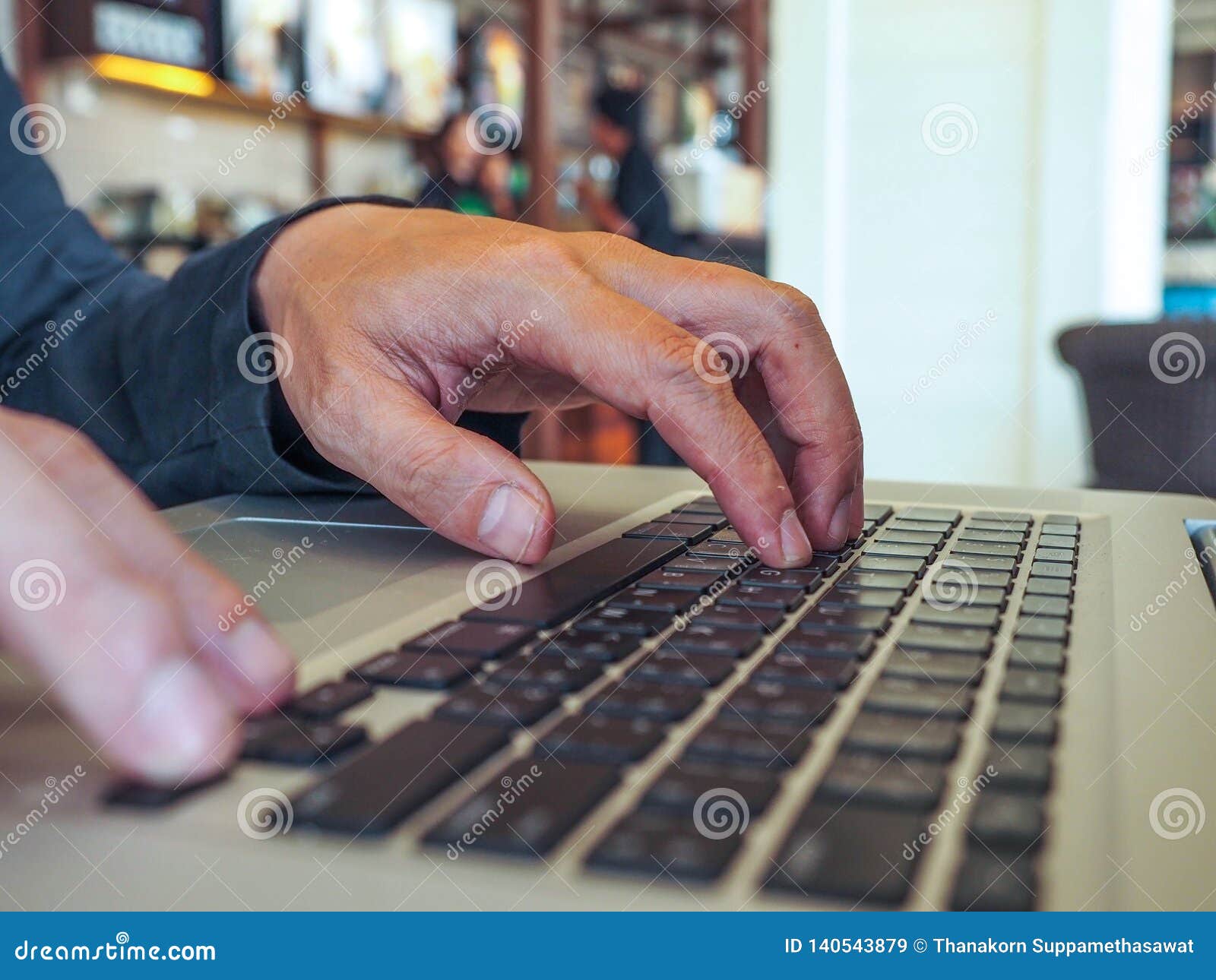 Hand Control on a Laptop Touch Stock Image - Image of open ...