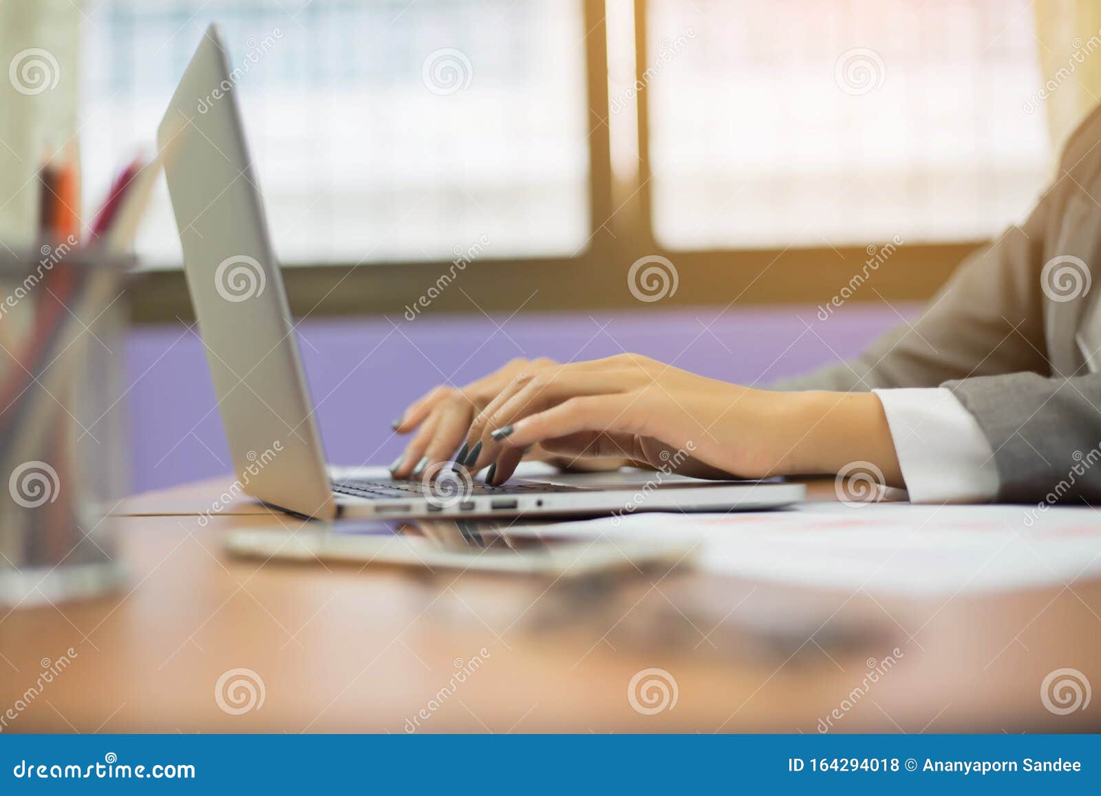 Hand Control on a Laptop Touchpad Stock Photo - Image of young, online ...