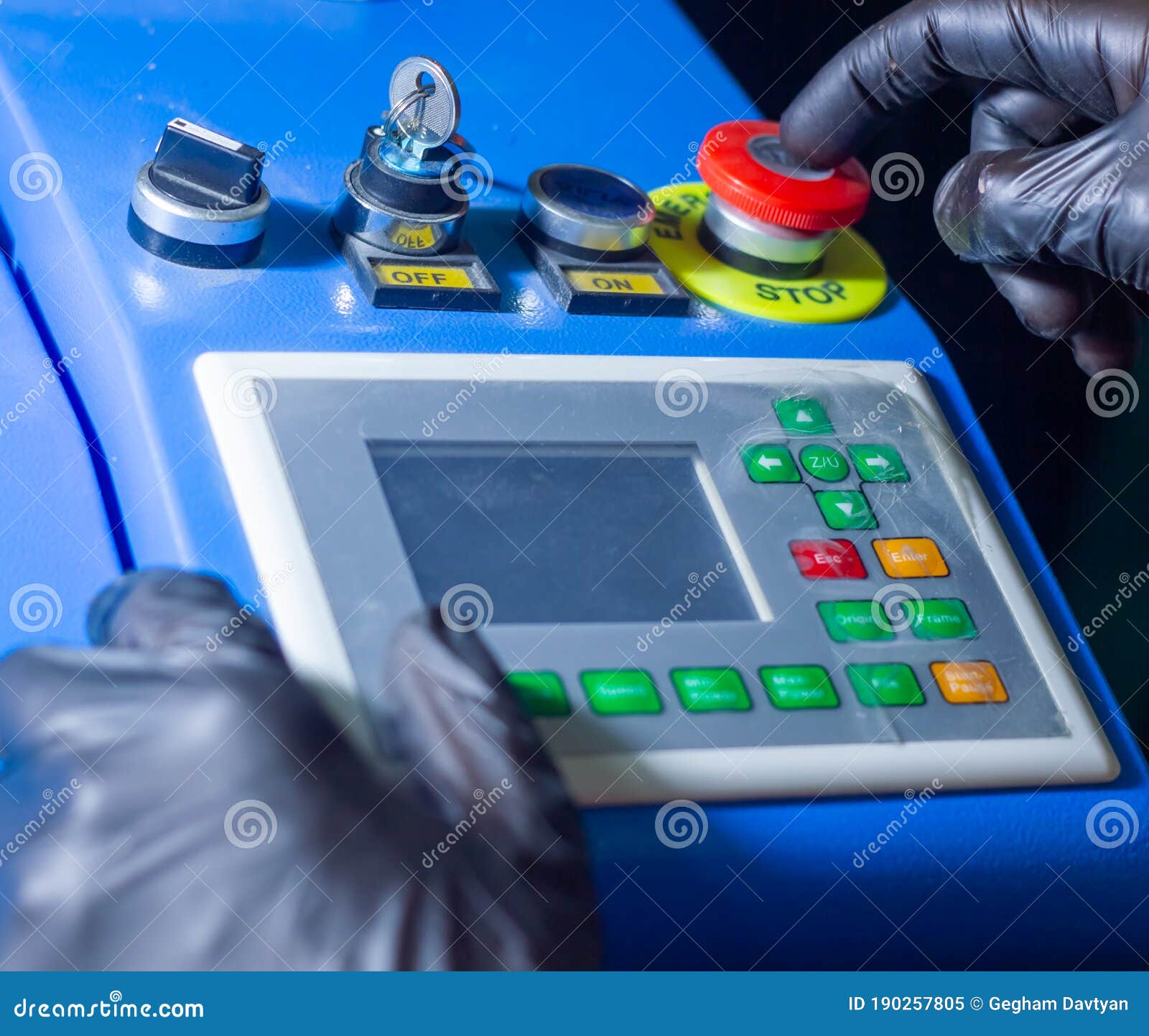 Hand with Control Panel of the Machine Stock Image - Image of industry ...