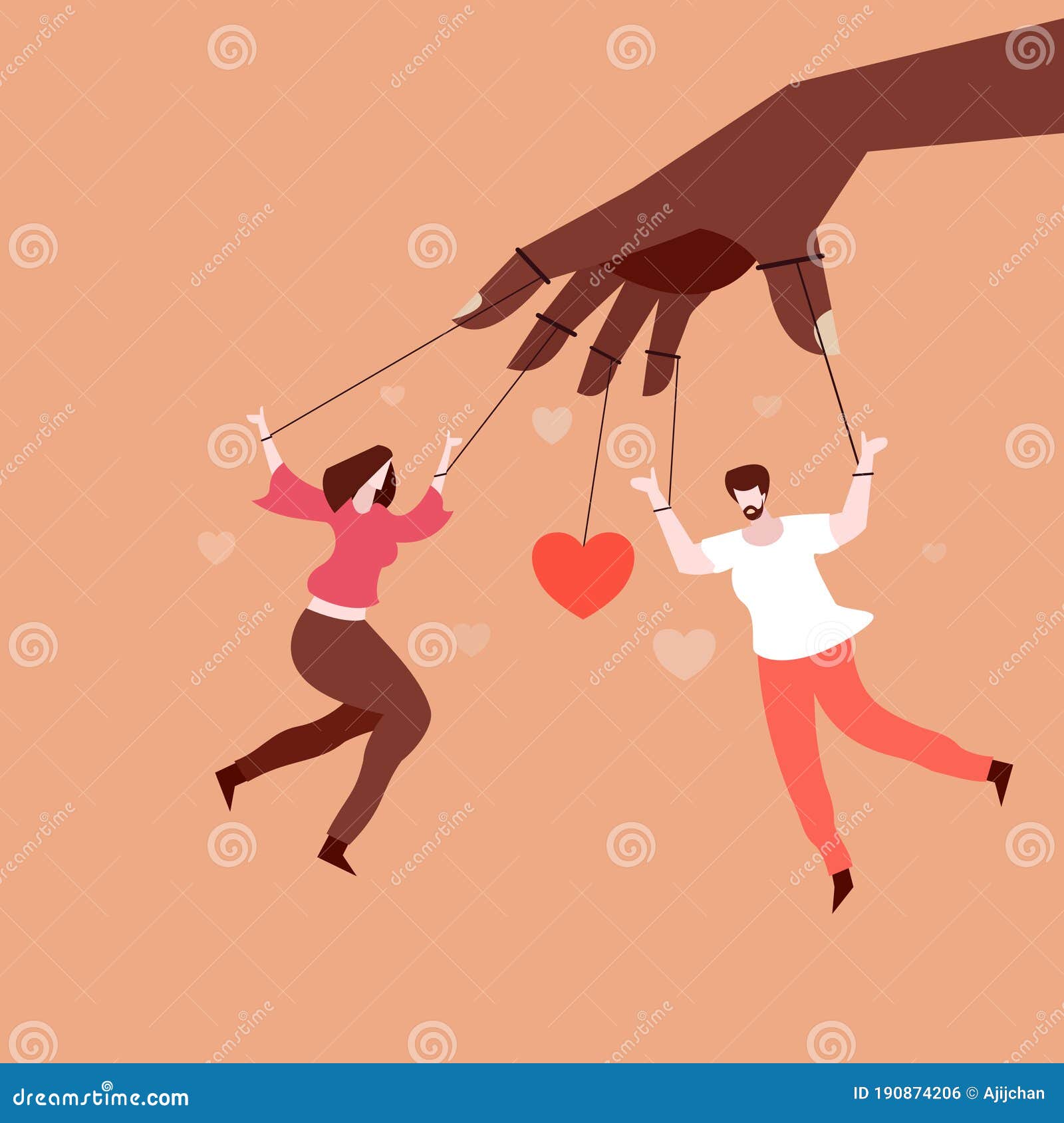 Puppeteer Hand Controlling Puppet. Business Man Or Worker Being ...