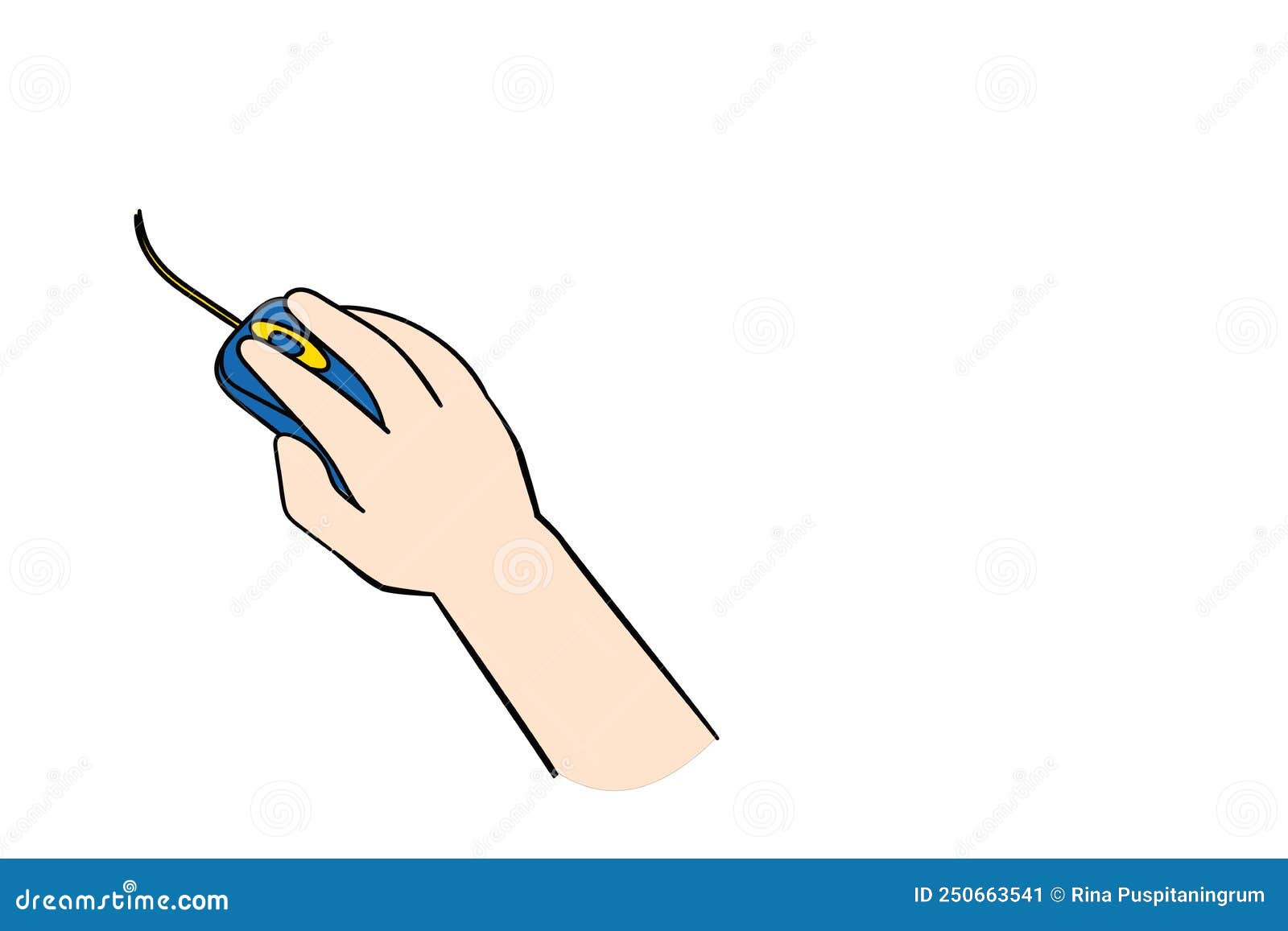 Hand Controlling Mouse Computer Illustration Flat Design Stock Vector ...
