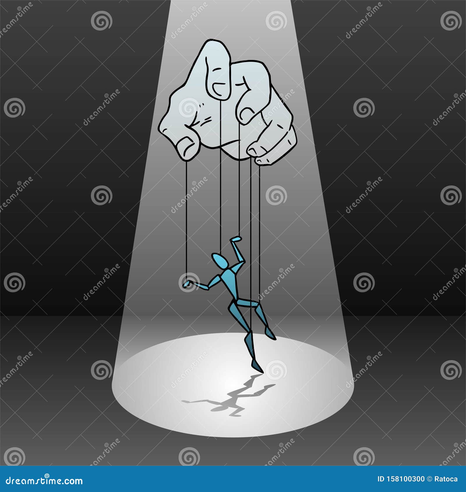 Hand controlling puppet stock vector. Illustration of puppeteer - 158100300