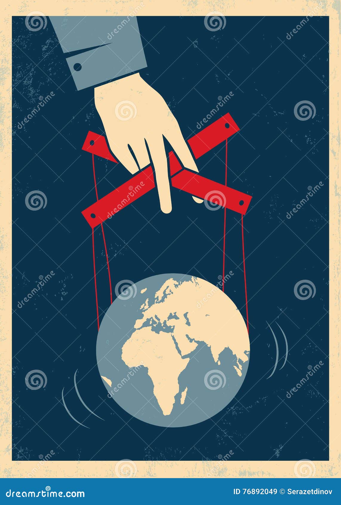 Earth Marionette String Puppet Planet Control Bar Vector Illustration ...