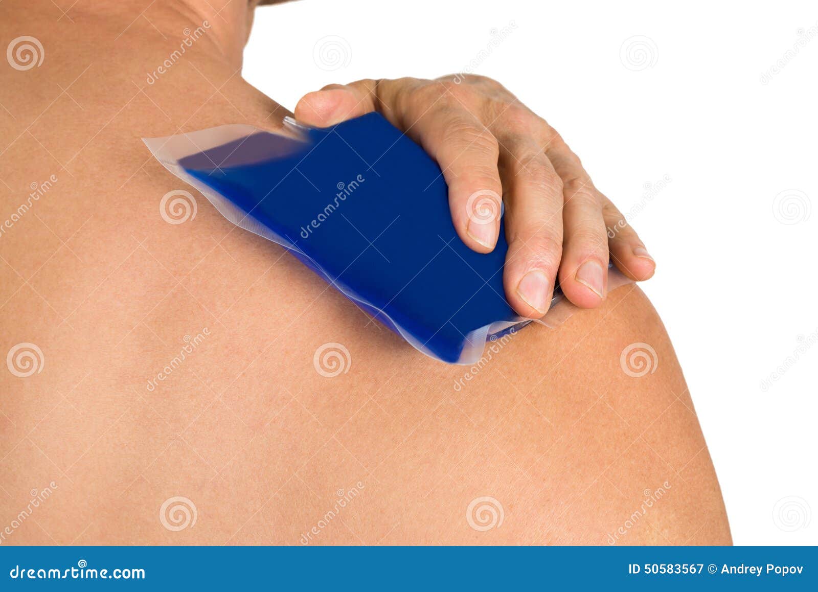 Hand with Cool Gel Pack on Shoulder Stock Image - Image of filled, blue ...