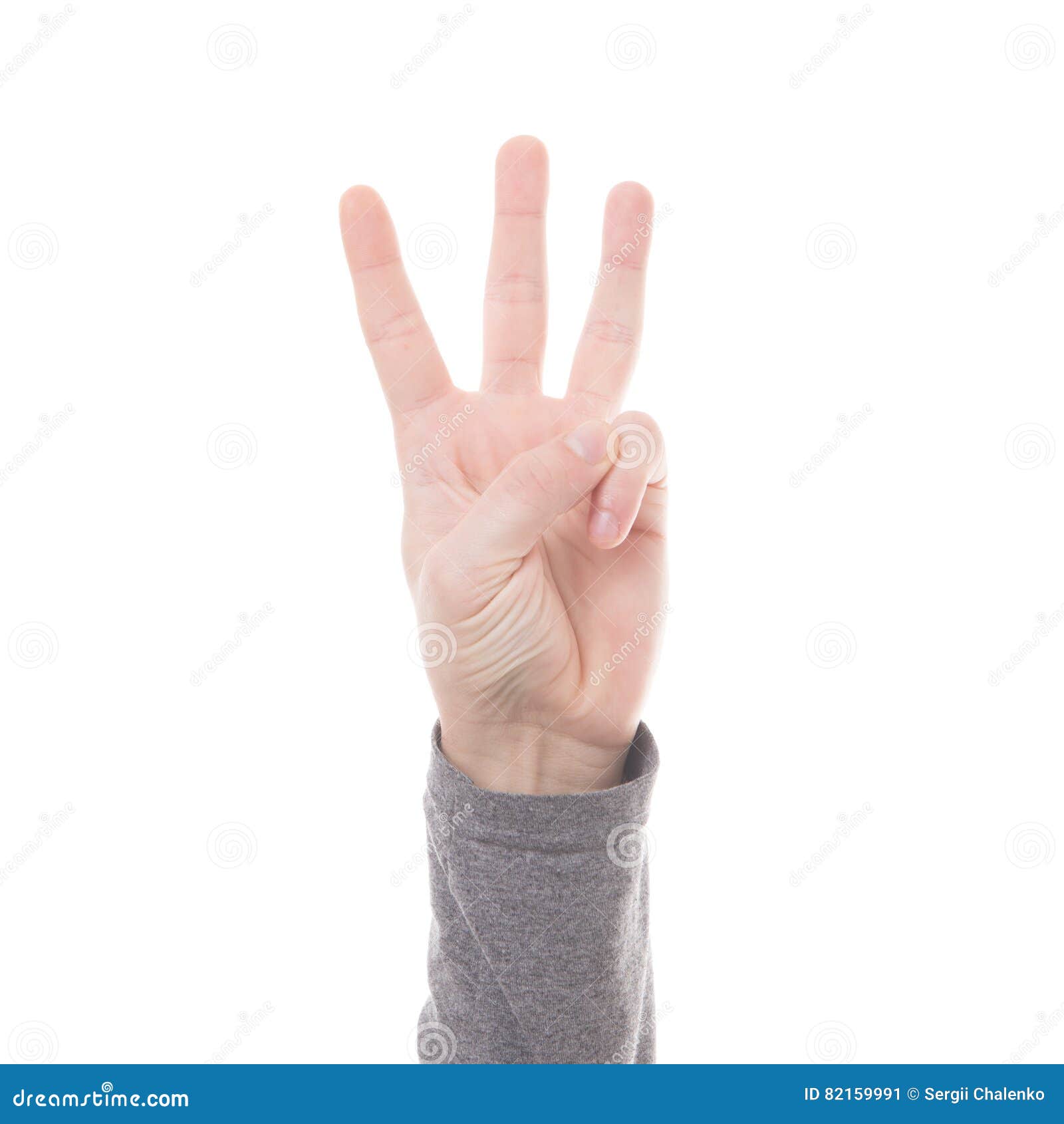 Hand Count Sign Three Finger Isolated Stock Image - Image of fingernail ...