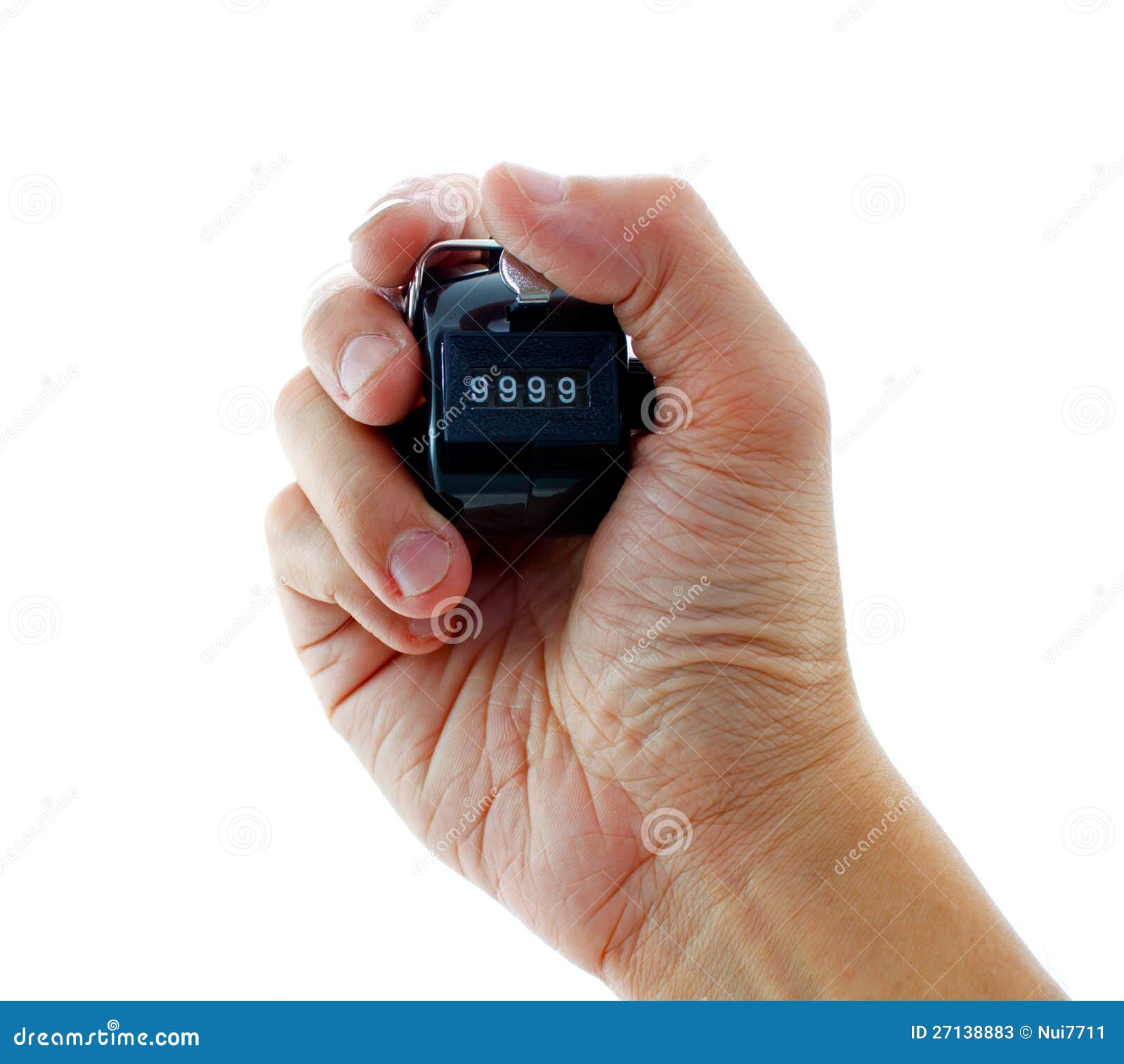 Hand with Counter with 9999 Number Stock Image - Image of addition ...