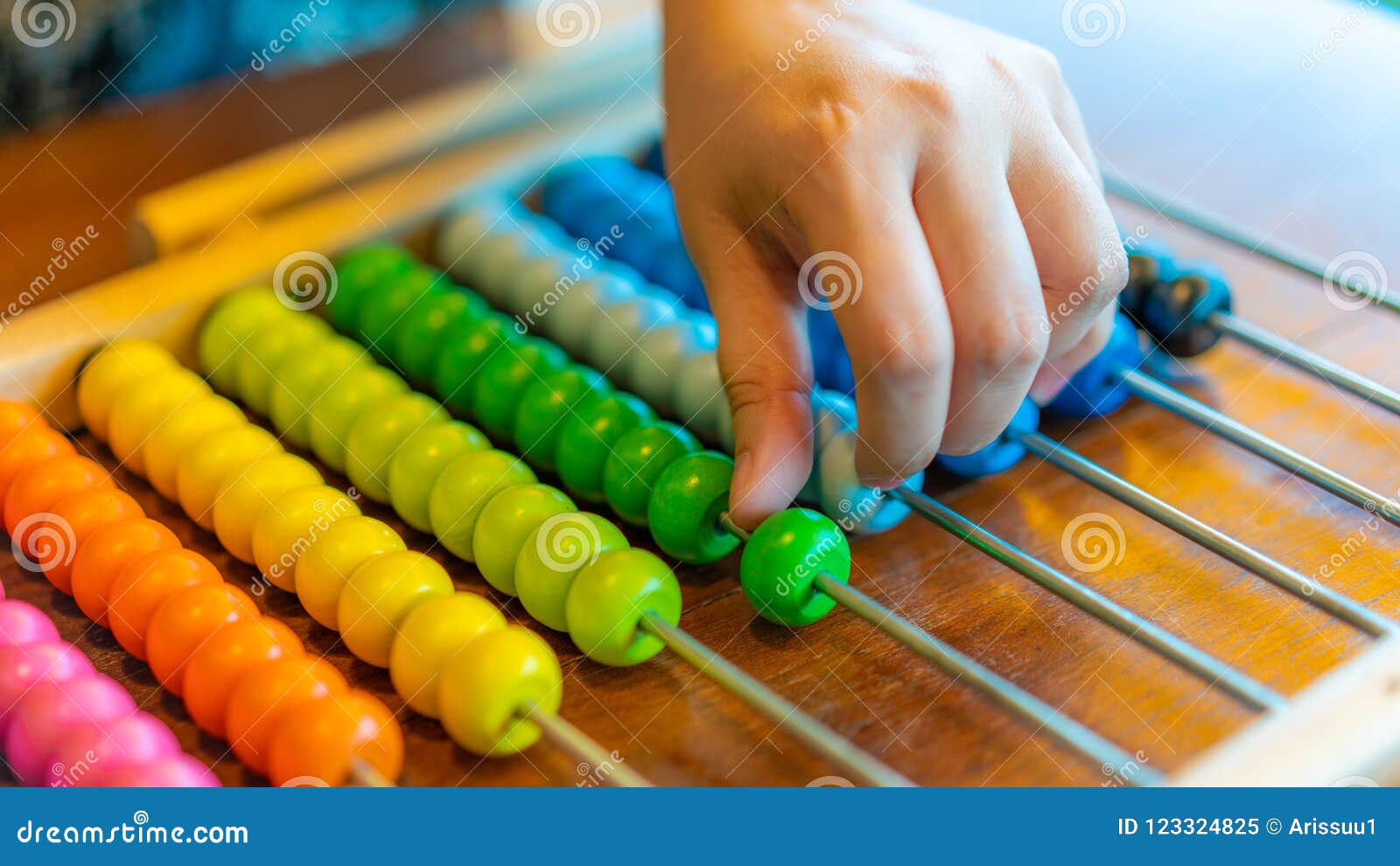 Hand Counting on Colorful Abacus Stock Image - Image of learning ...