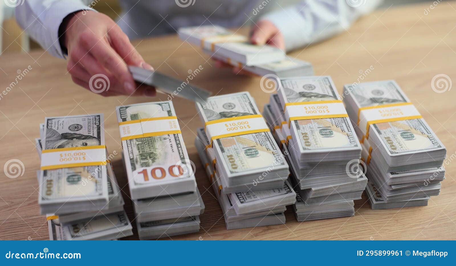 Hand is Counting Many Tons of US Dollars on Table Stock Video - Video ...
