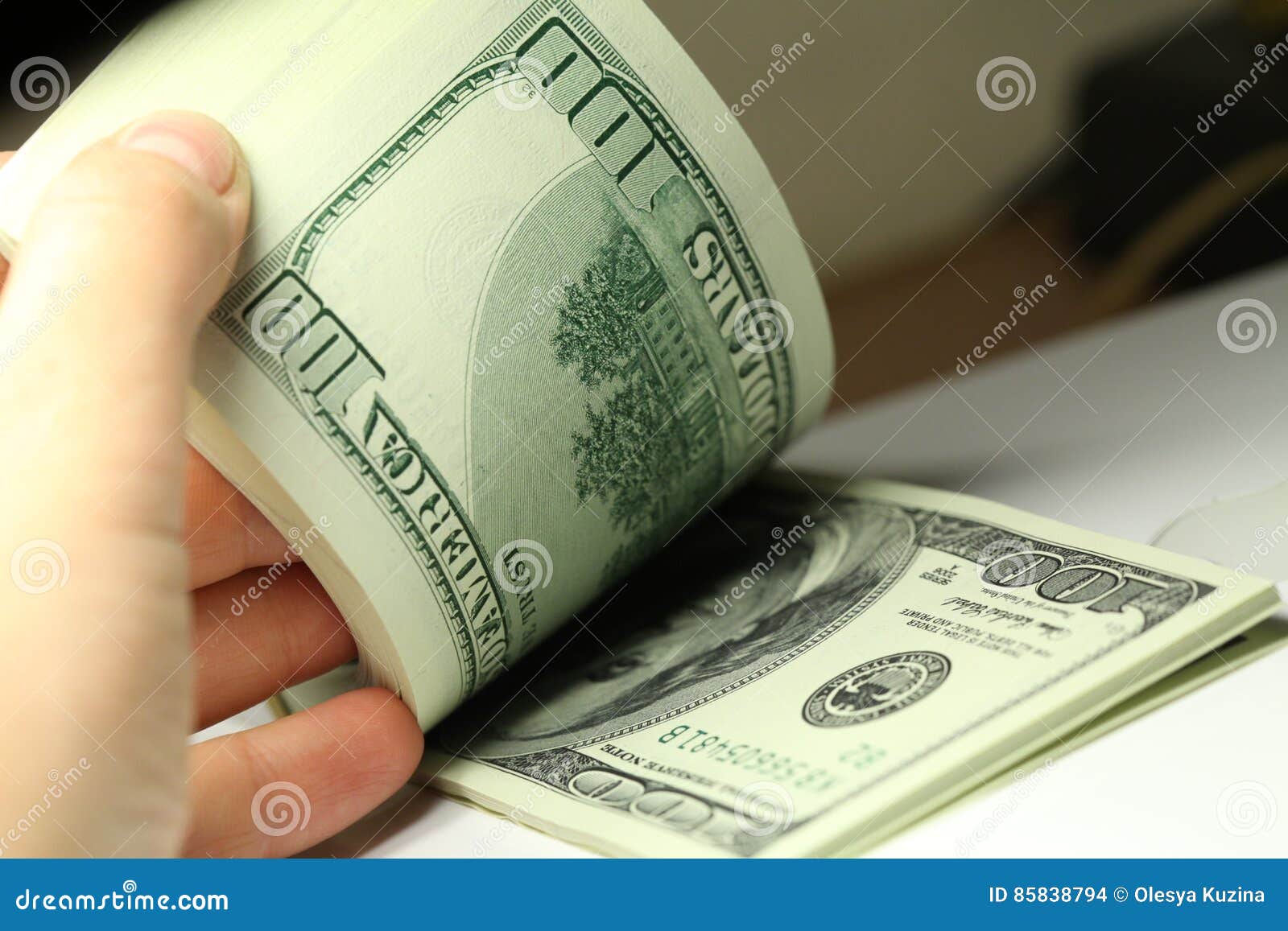 Hand Counting Money Dollars Closeup Stock Photo - Image of scroll ...