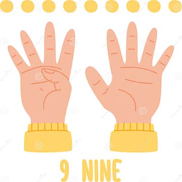 Hand Counting Nine Fingers stock illustration. Illustration of adult ...