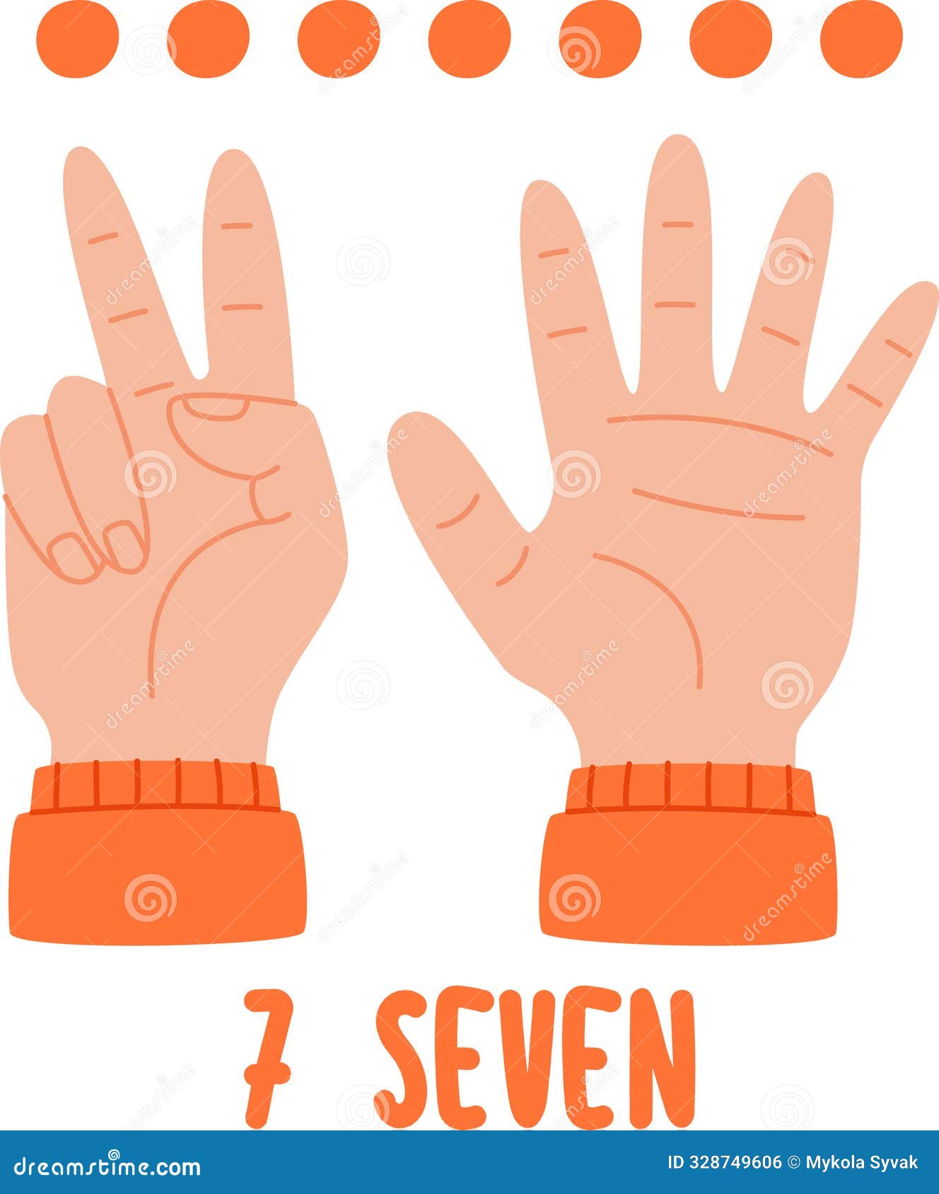 Hand Counting Seven Fingers Stock Illustration - Illustration of ...
