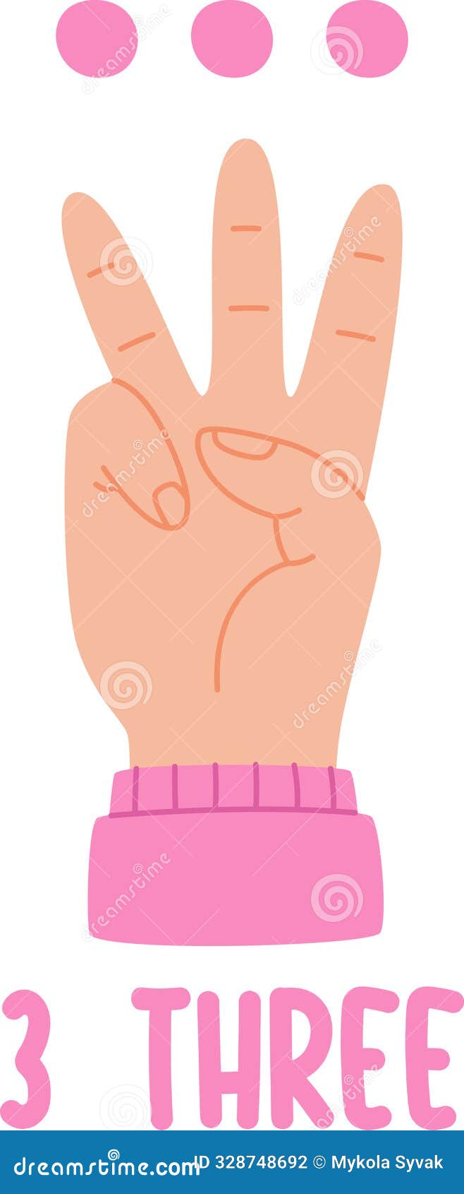 Set Of Counting One Two Three Hand Sign. Cartoon Vector | CartoonDealer ...