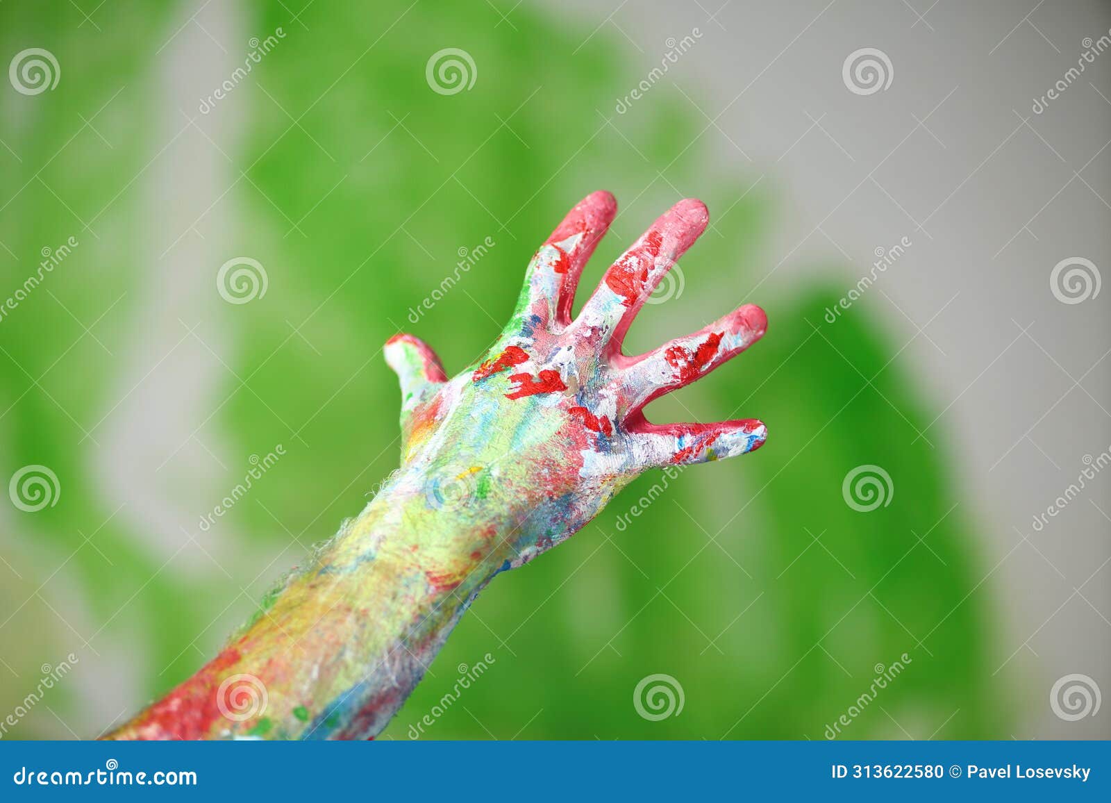Hand Covered in Paint with Open Stock Photo - Image of paint, indoor ...