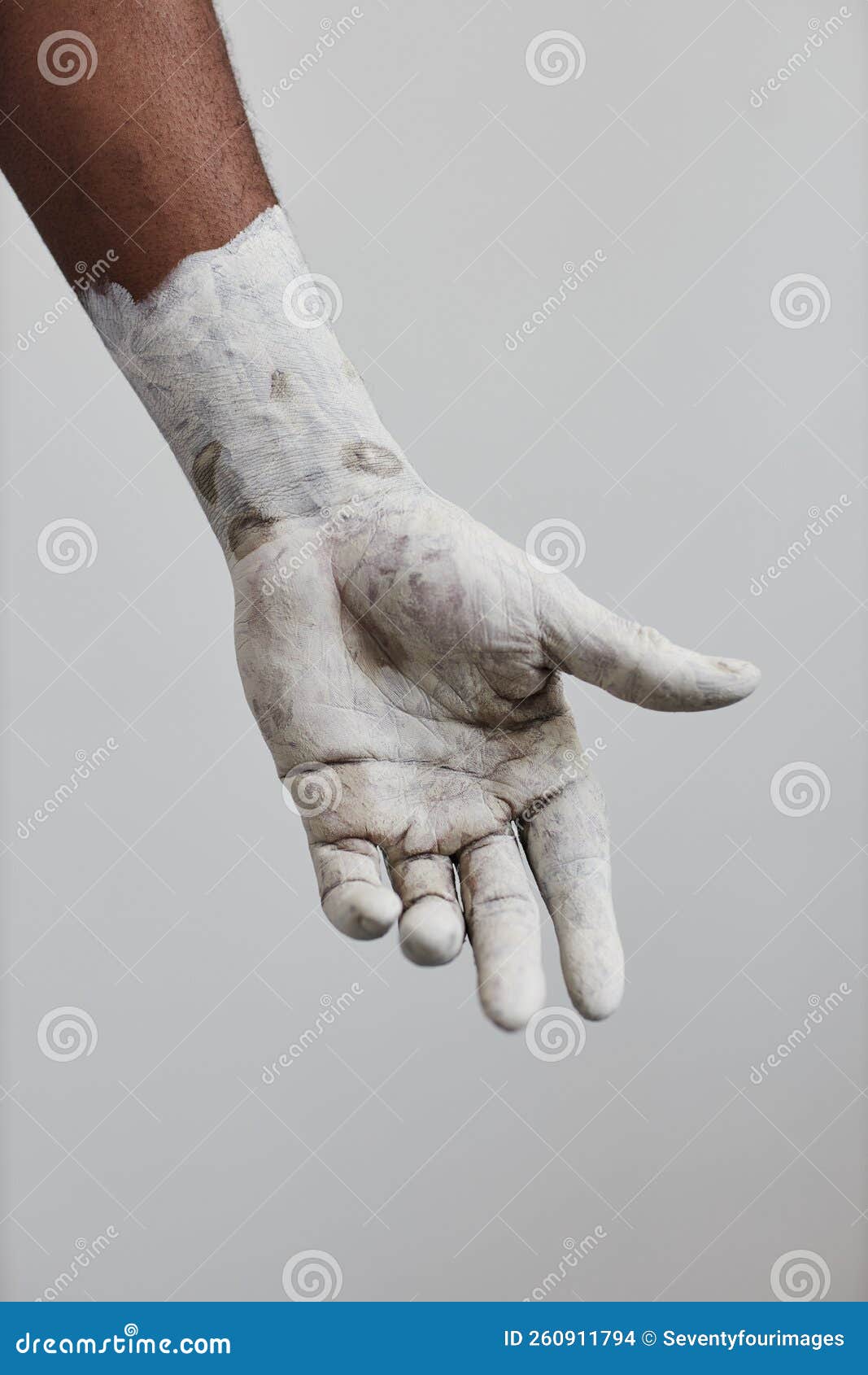 Hand Covered in White Paint Minimal Stock Photo - Image of black ...