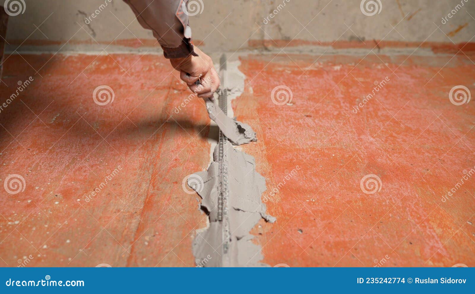 The Master, with the Help of a Solution, Seals Up the Metal Guides on ...