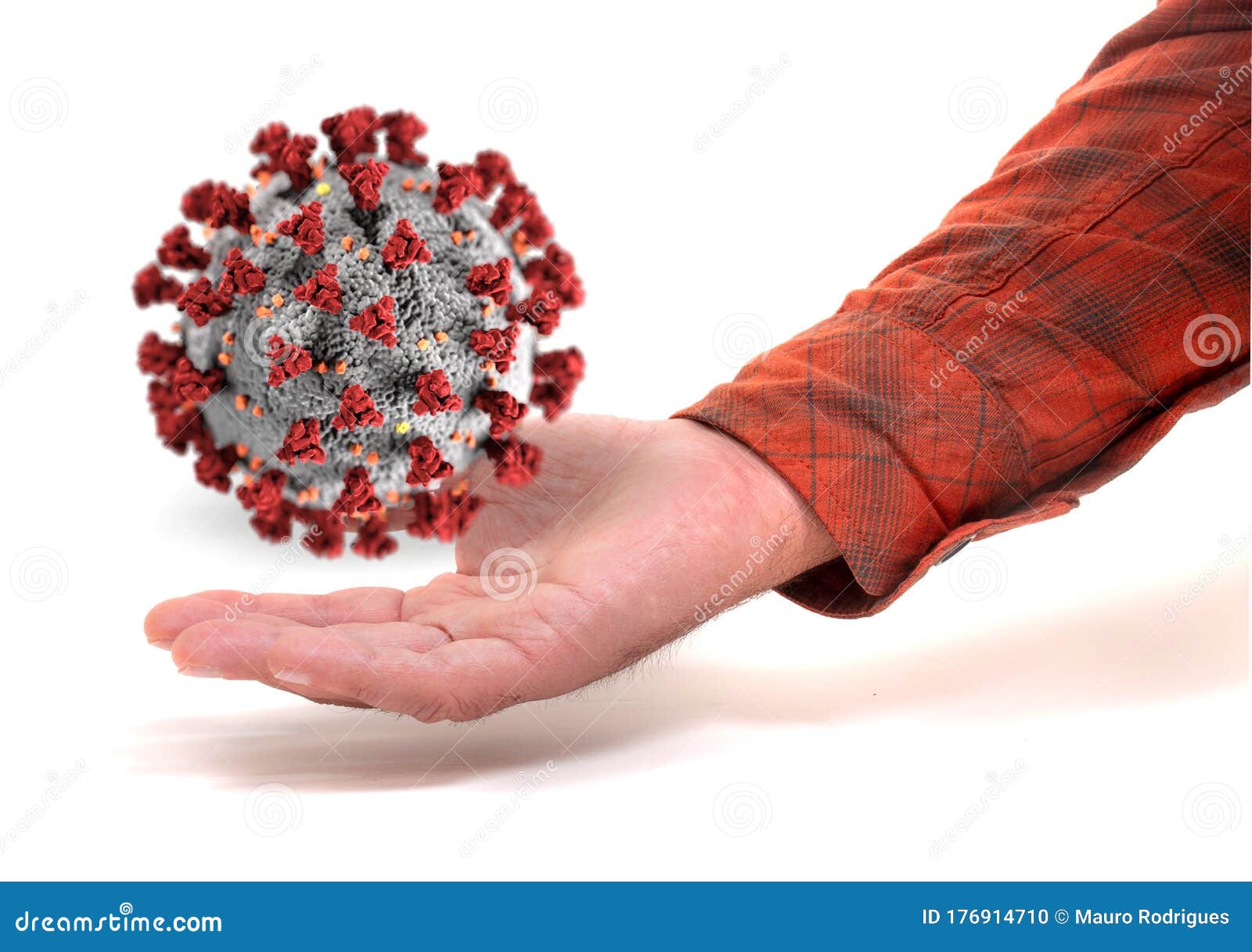 Hand with covid-19 virus stock photo. Image of hover - 176914710