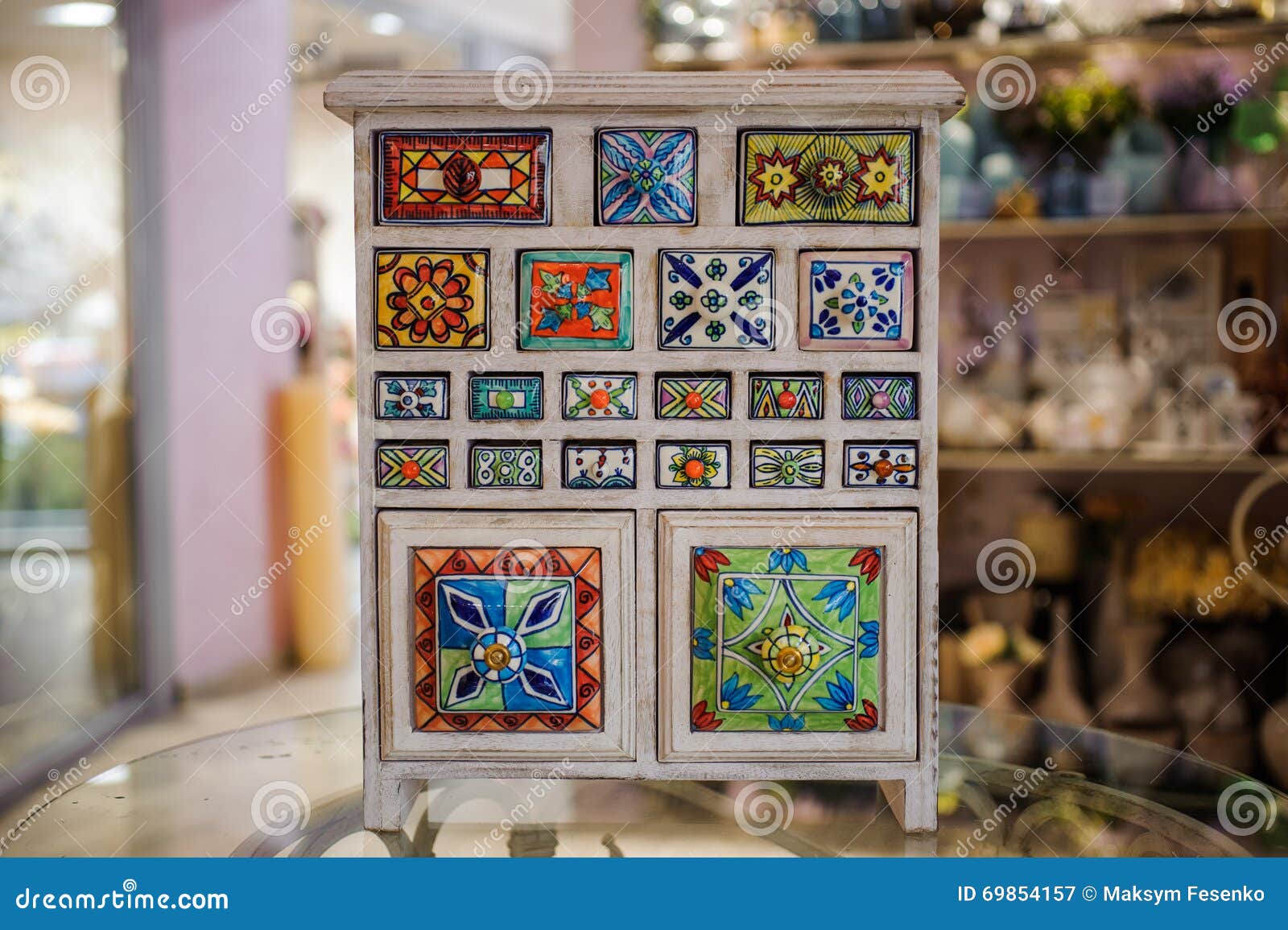 Hand Crafted Colorfull Wooden Cupboard Stock Image - Image of drawers ...