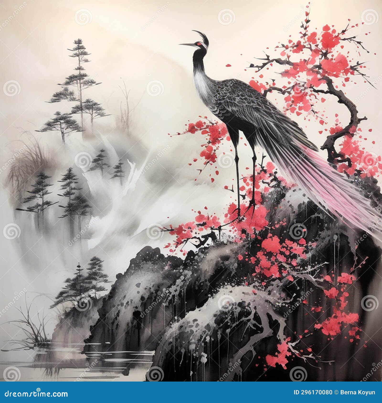 Hand-Crafted Zen Dreams Sumi-E Magic Stock Illustration - Illustration ...