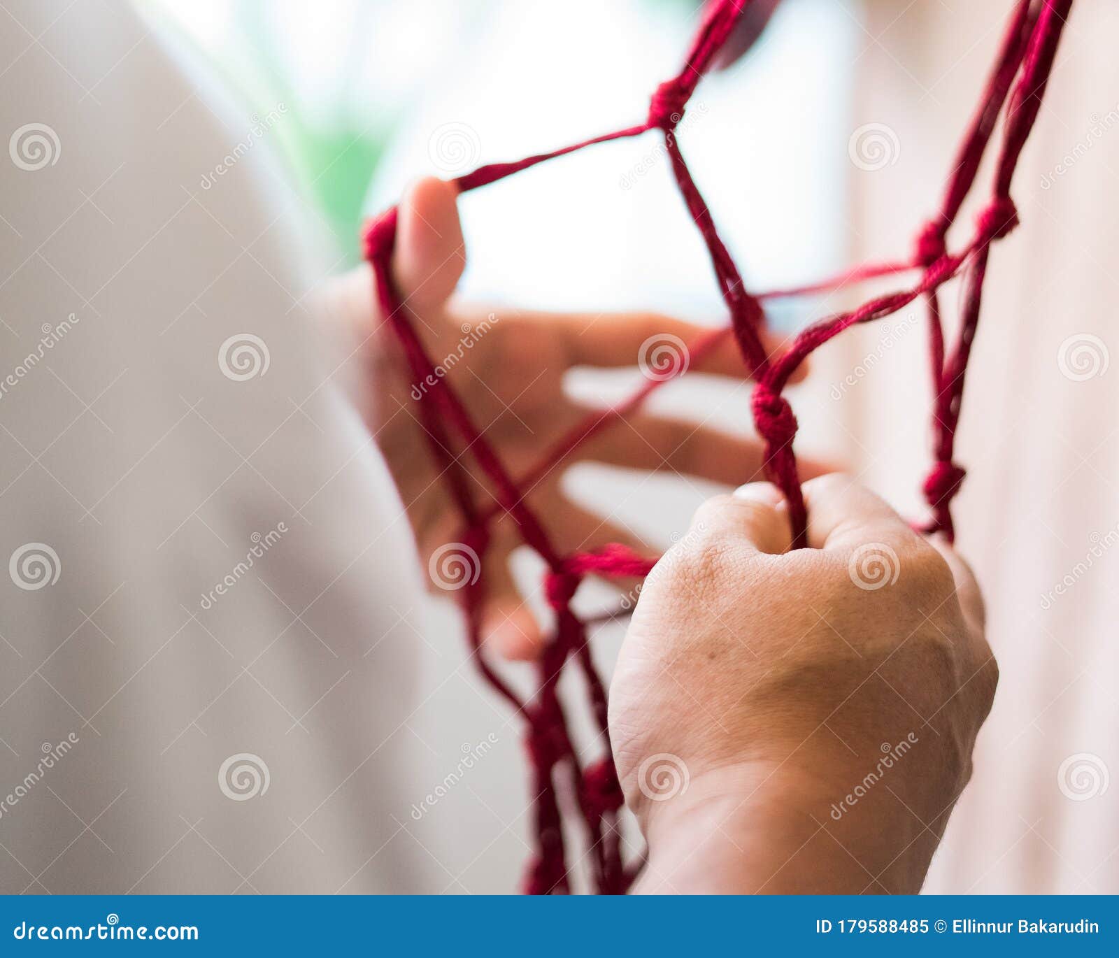 Hands of a Craftsman Knitting Handmade Macrame. Stock Image - Image of ...