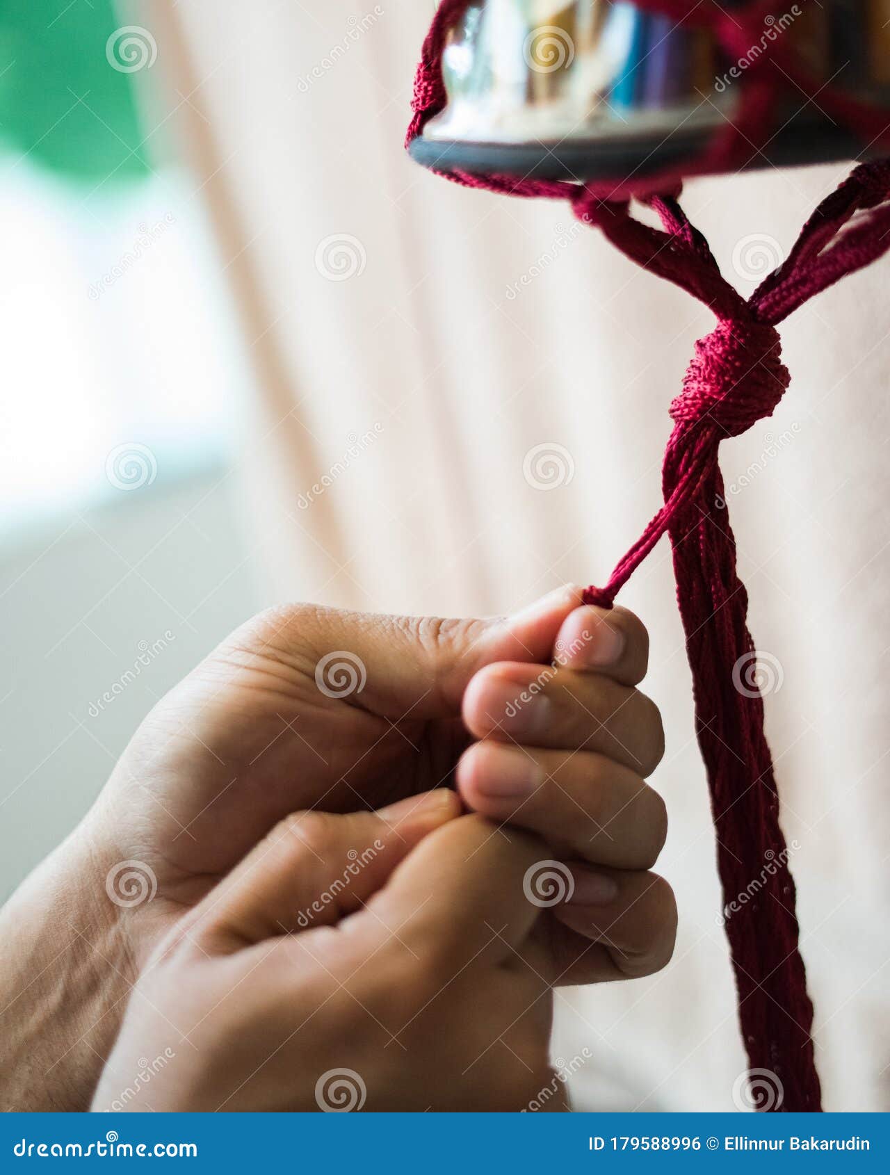 Hands of a Craftsman Knitting Handmade Macrame. Stock Photo - Image of ...