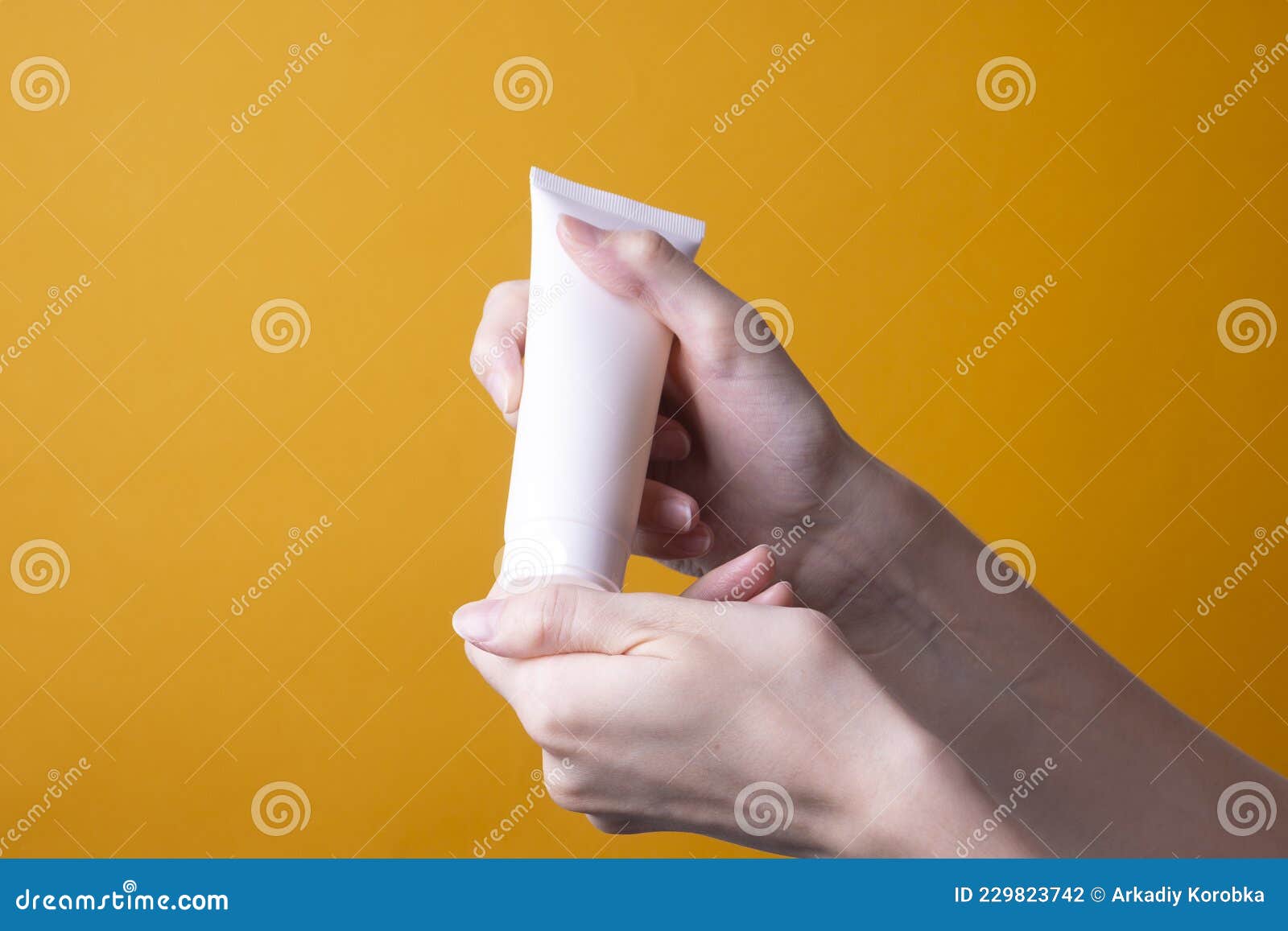 Packaging of Hand Cream in Female Hands Stock Photo - Image of ...