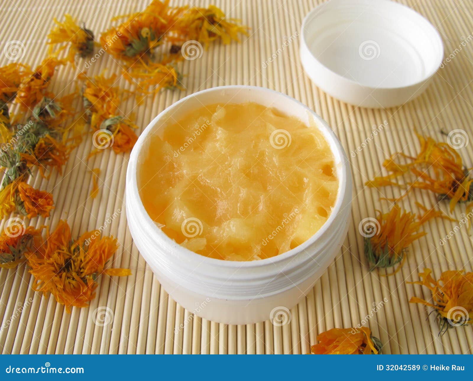 Hand cream with marigold stock image. Image of stirred - 32042589