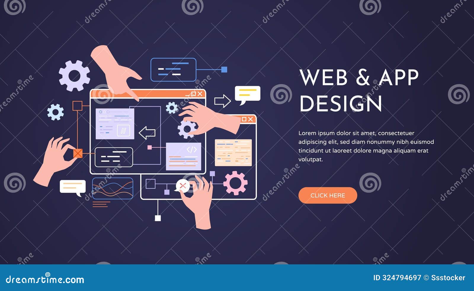 Hand Creating Prototype. Web Development Ui Ux Design Agency Landing Page, Programming Team ...