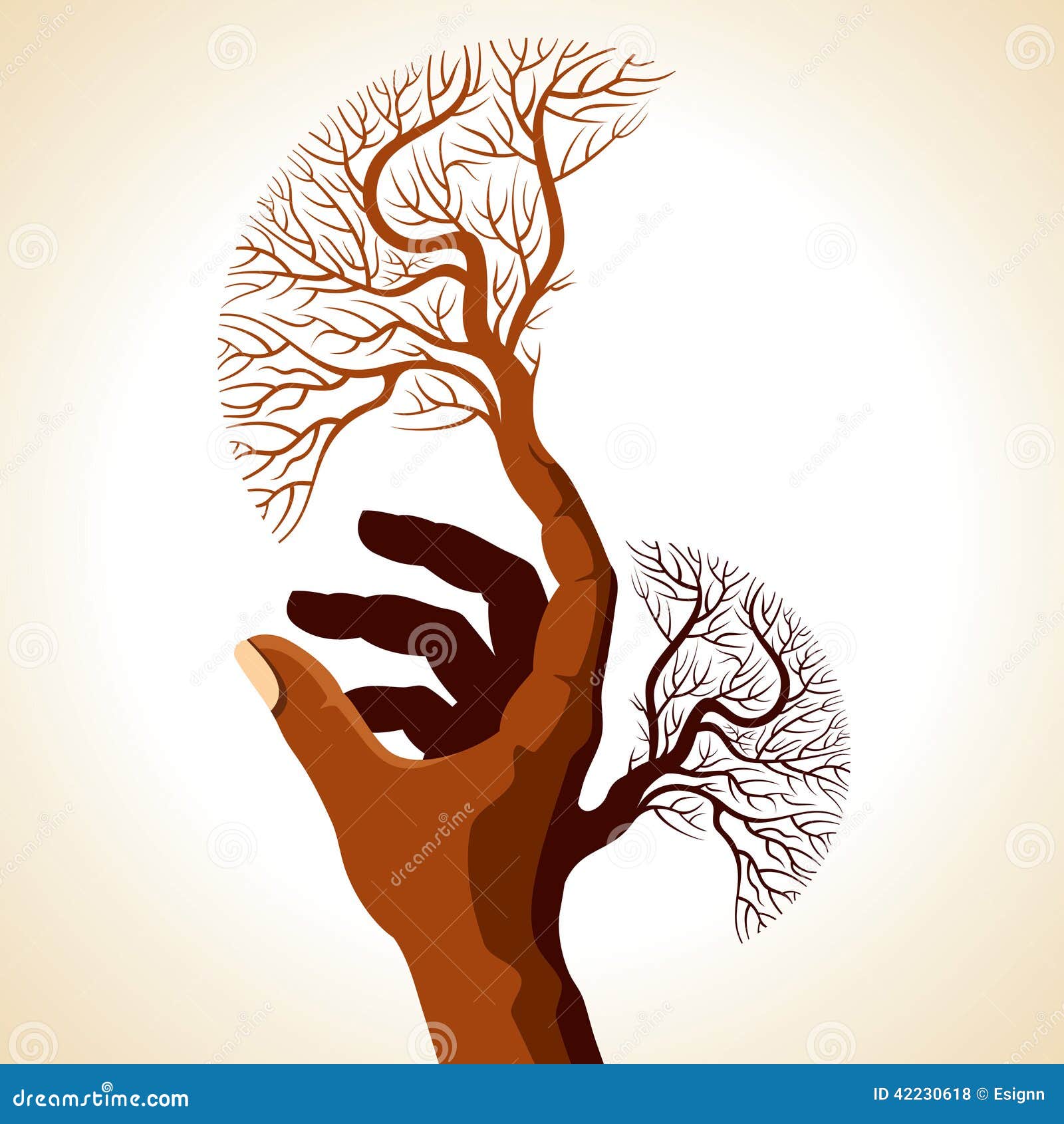 Hand with creative tree stock vector. Illustration of graphic - 42230618
