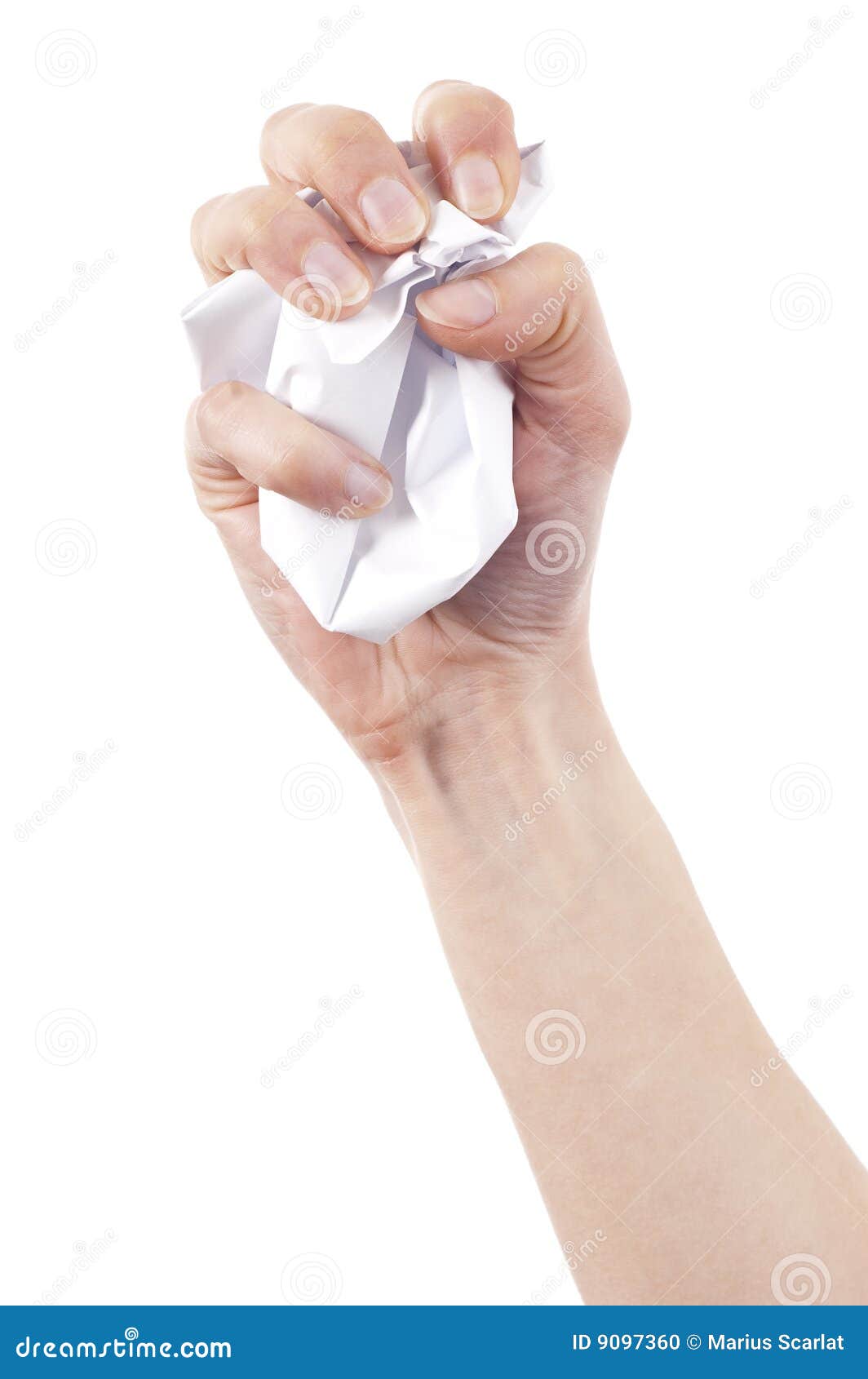 Hand and crumpled paper stock photo. Image of blank, problems - 9097360