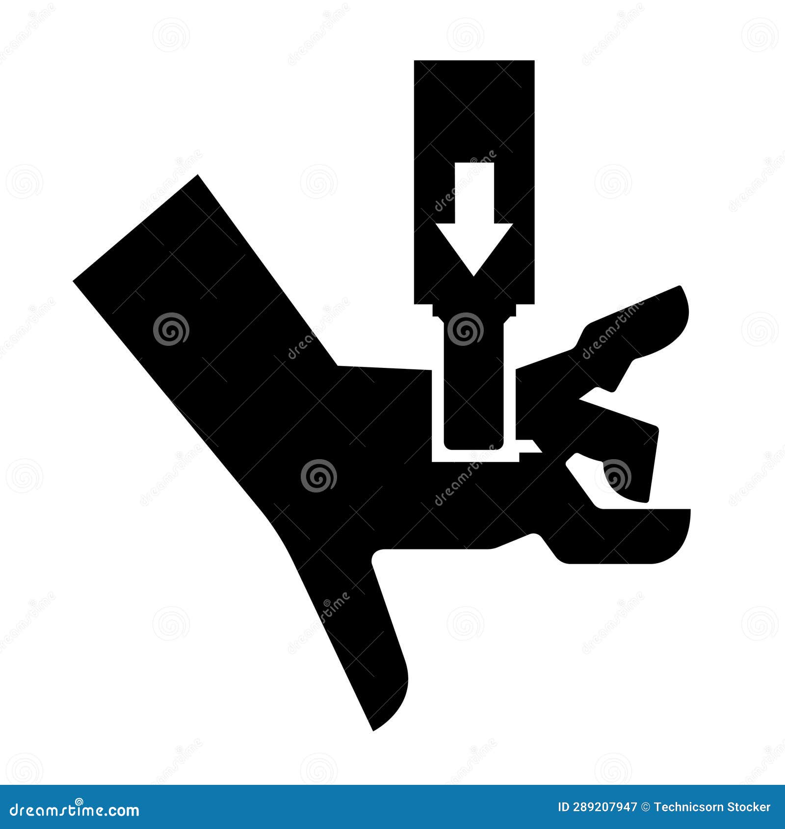 Hand Crush Force from Above Black Icon ,Vector Illustration, Isolate on ...