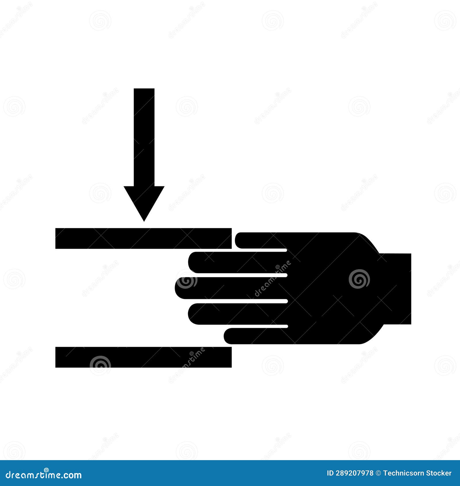 Hand Crush Force from Above Black Icon ,Vector Illustration, Isolate on ...