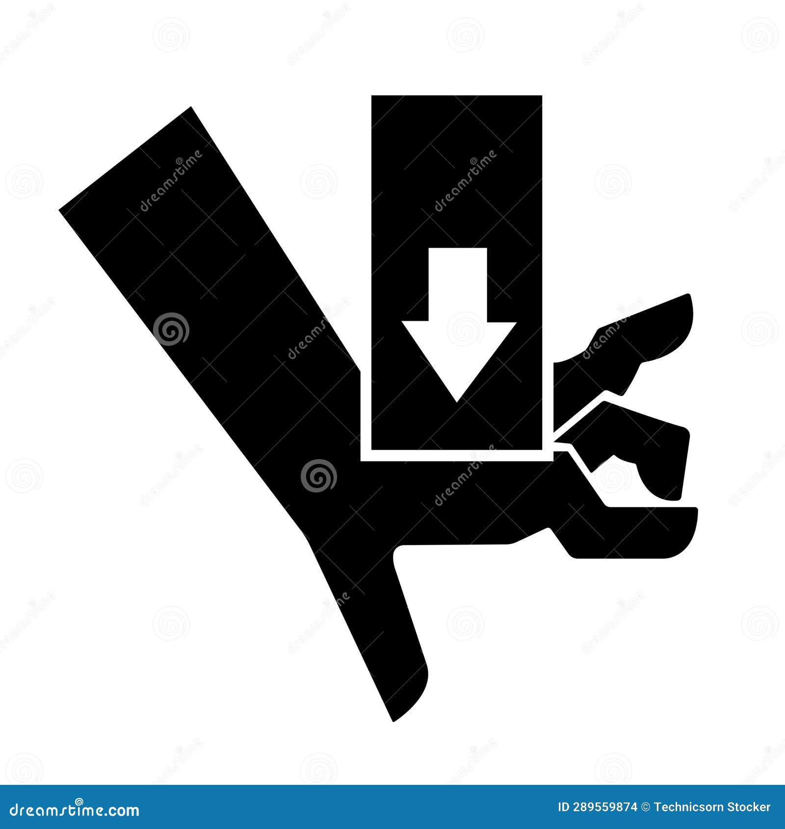 Hand Crush Force from Above Black Icon ,Vector Illustration, Isolate on ...