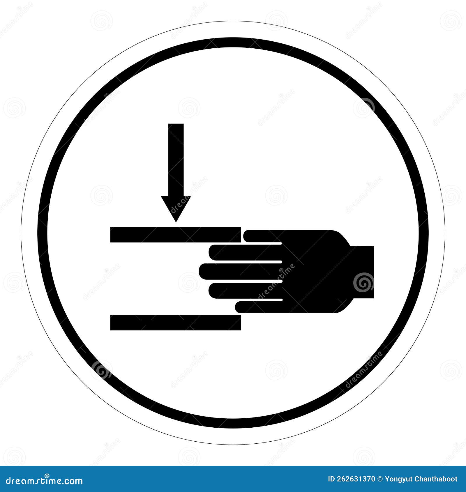 Hand Crush Force from Above of Circle Symbol Sign, Vector Illustration ...