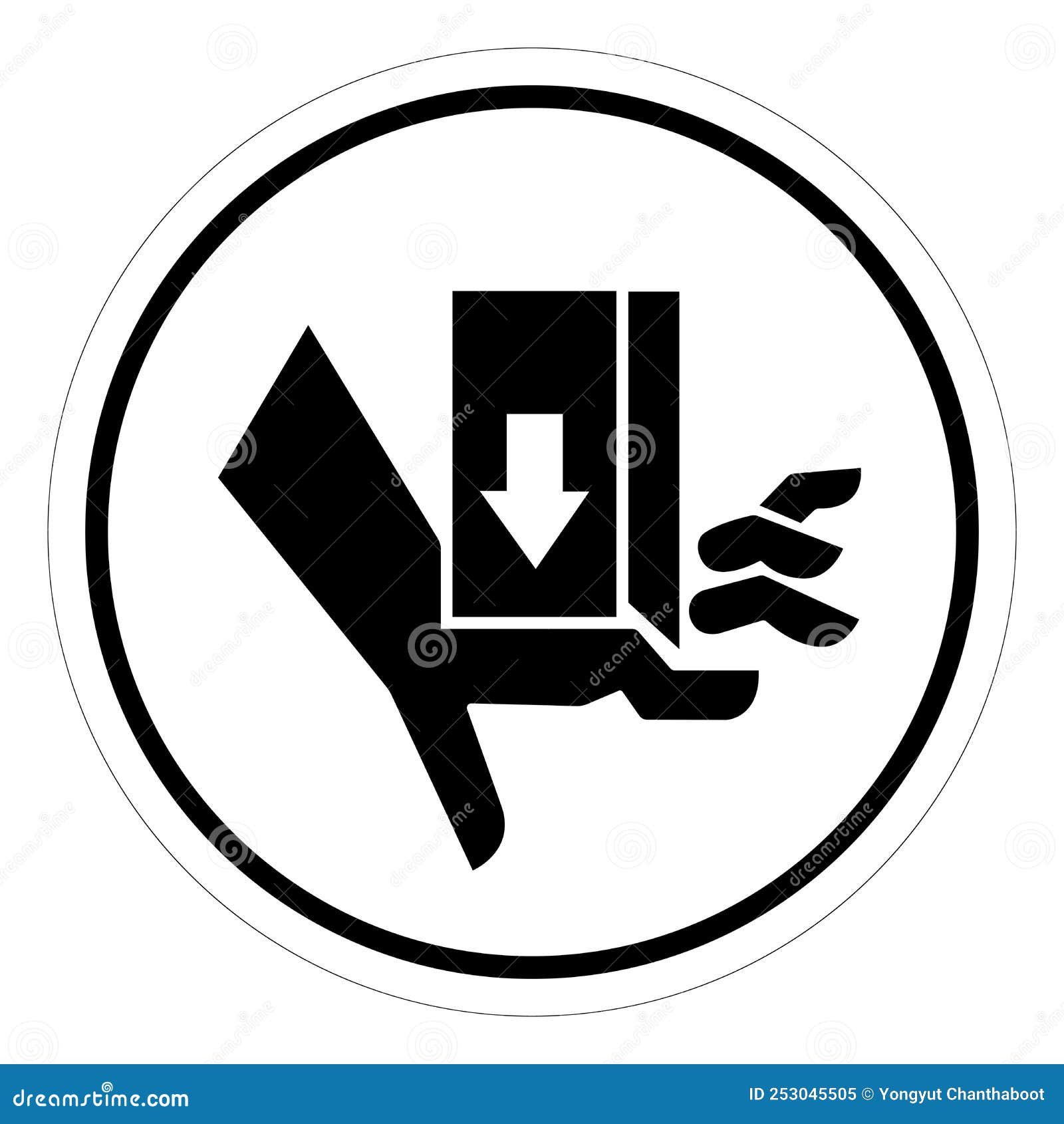 Hand Crush Force from Above of Circle Symbol Sign, Vector Illustration ...